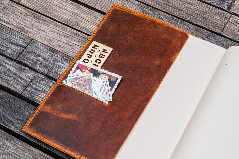 Leather Slim A5 Notebook / Planner Cover - Crazy Brown | Galen Leather