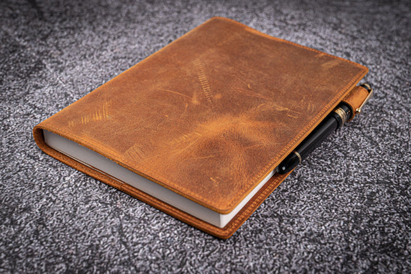 Grey Leather Slim B6 Notebook / Planner Cover - Galen Leather