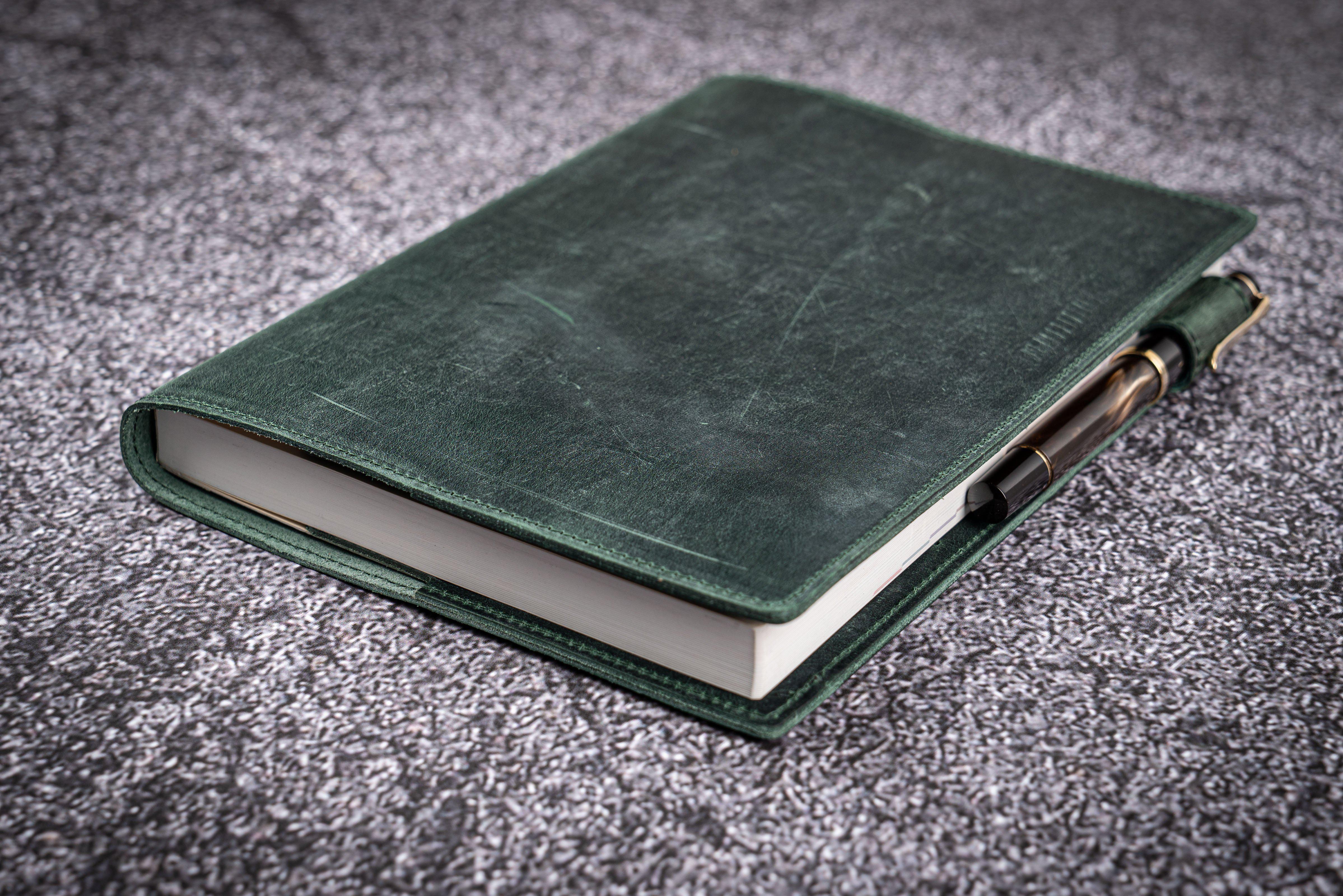 Leather Slim A5 Notebook / Planner Cover - Forest Green -Galen Leather