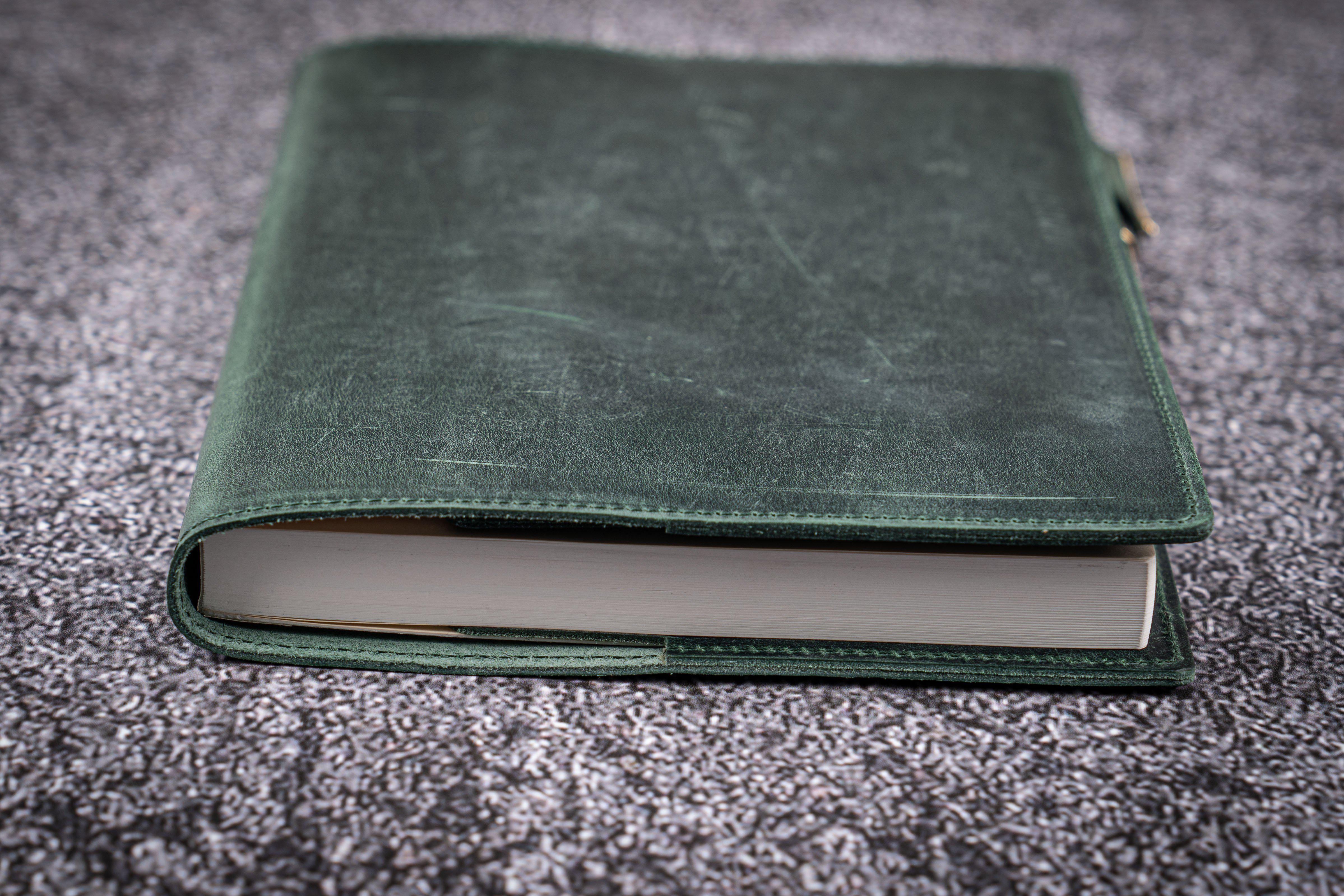 Leather Slim A5 Notebook / Planner Cover - Forest Green -Galen Leather