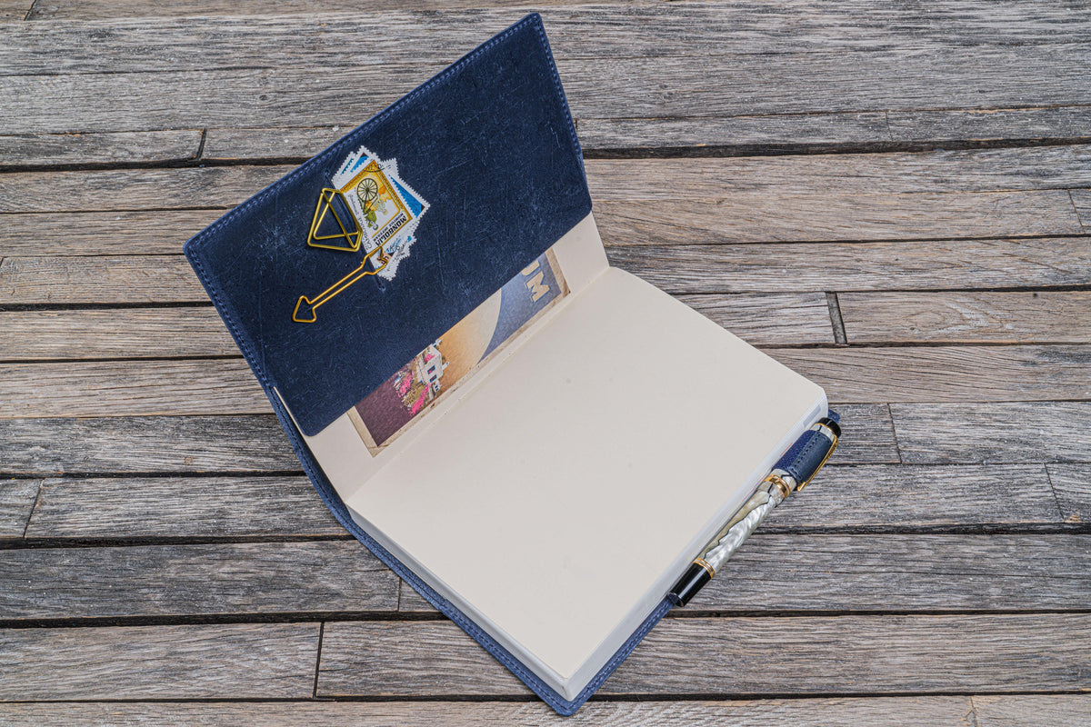 Leather Slim A5 Notebook / Planner Cover - Navy Blue | Galen Leather