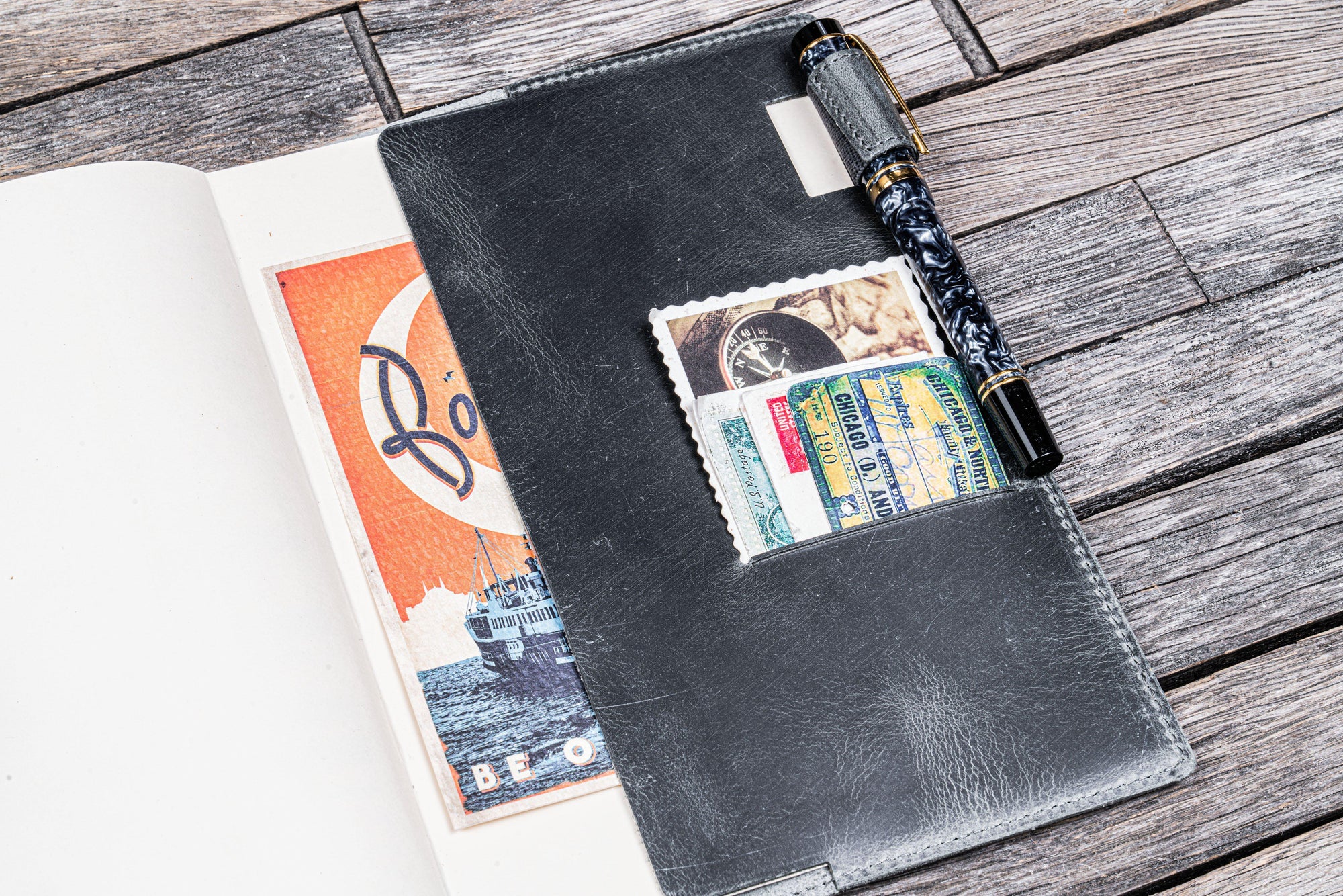 Leather Slim A5 Notebook / Planner Cover - Smoky Grey | Galen Leather