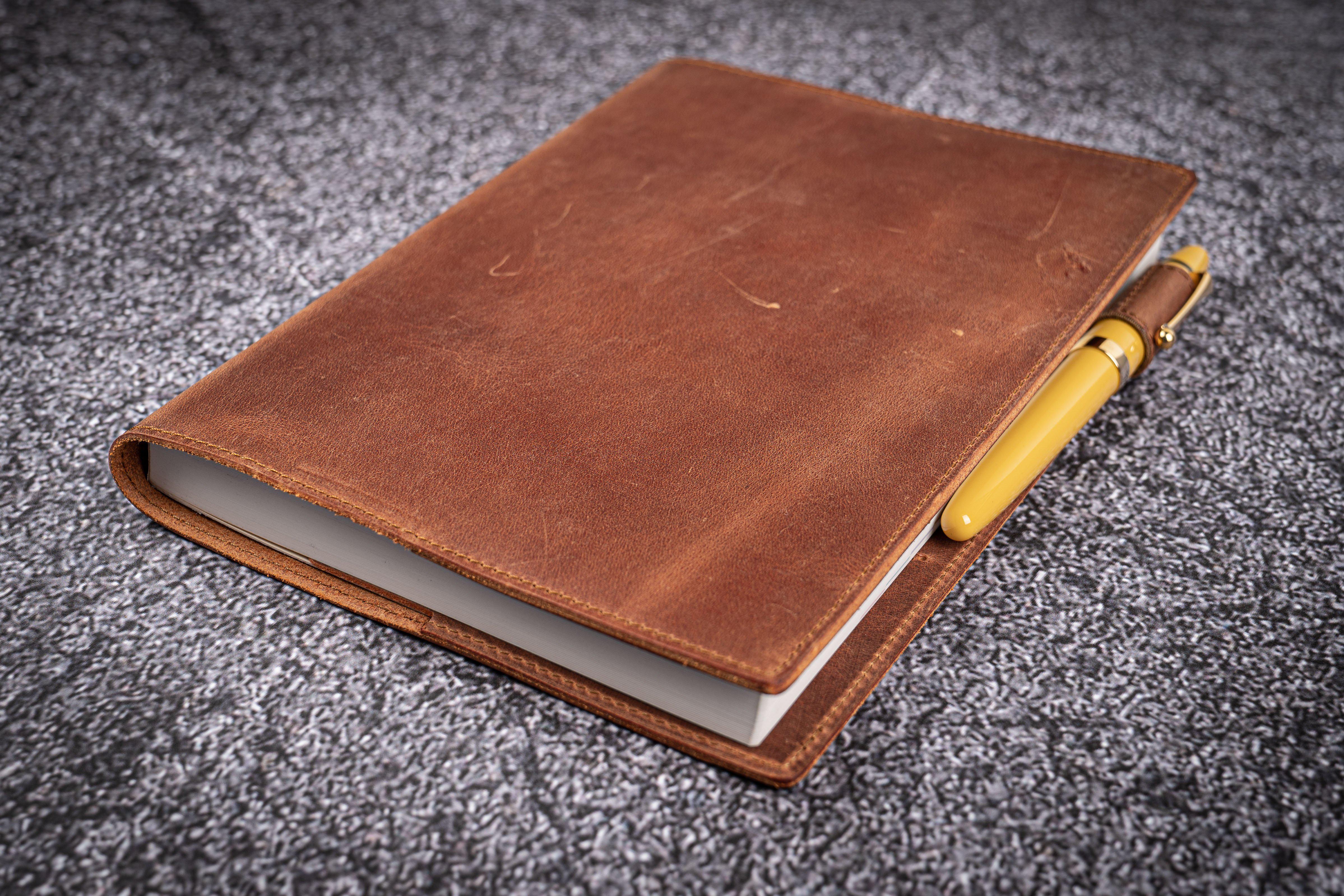 Grey Leather Slim B6 Notebook / Planner Cover - Galen Leather