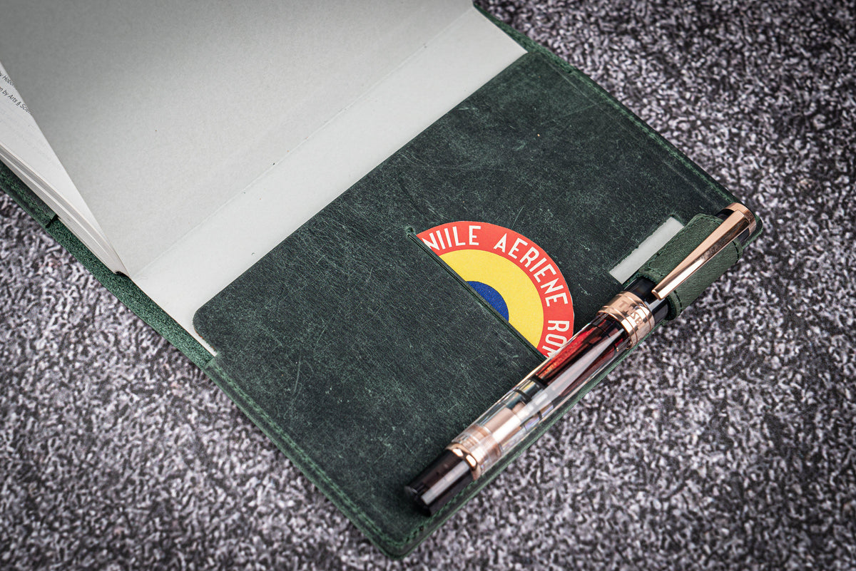 Forest Green Leather Slim A6 Notebook / Planner Cover - Galen Leather