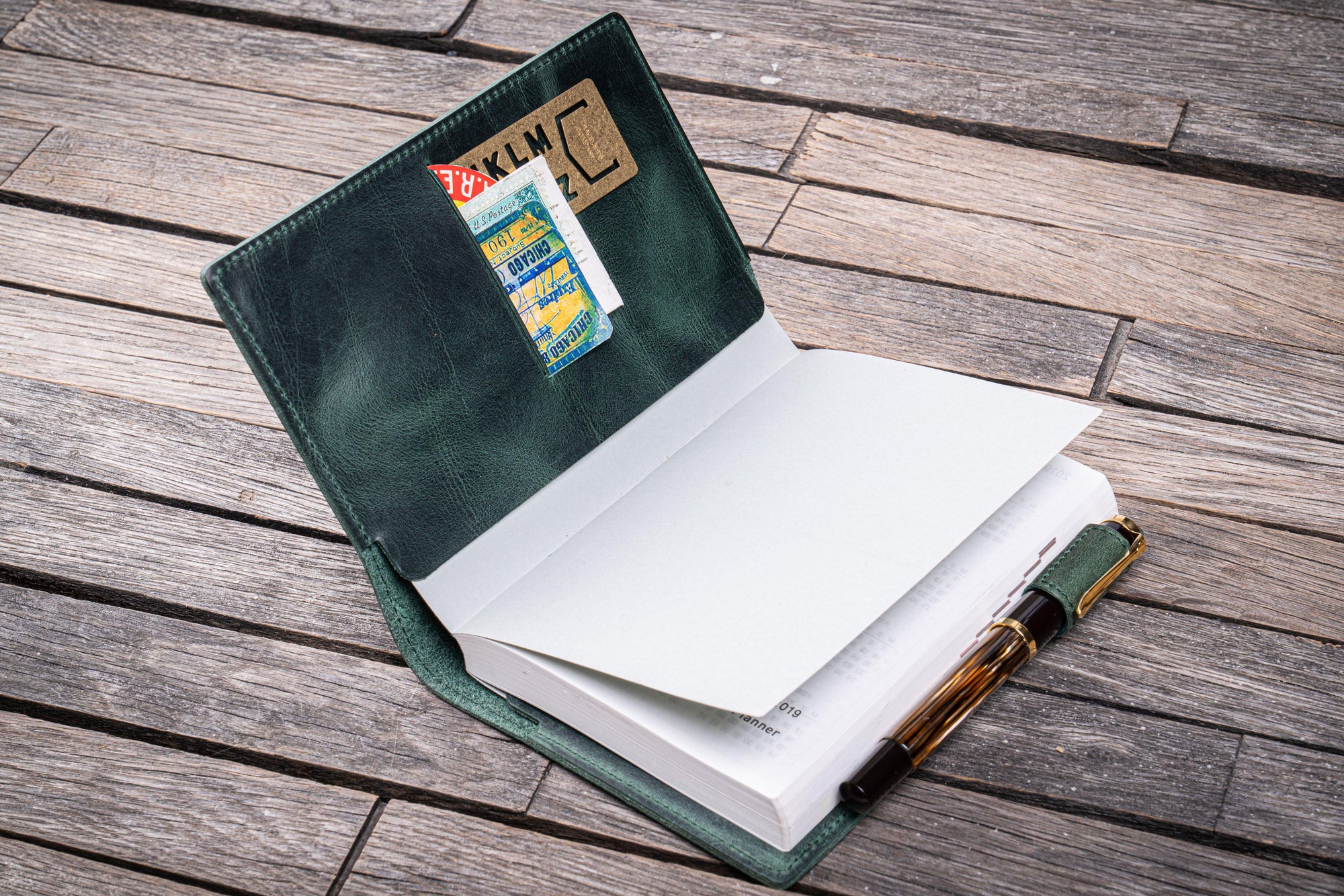 Forest Green Leather Slim A6 Notebook / Planner Cover - Galen Leather