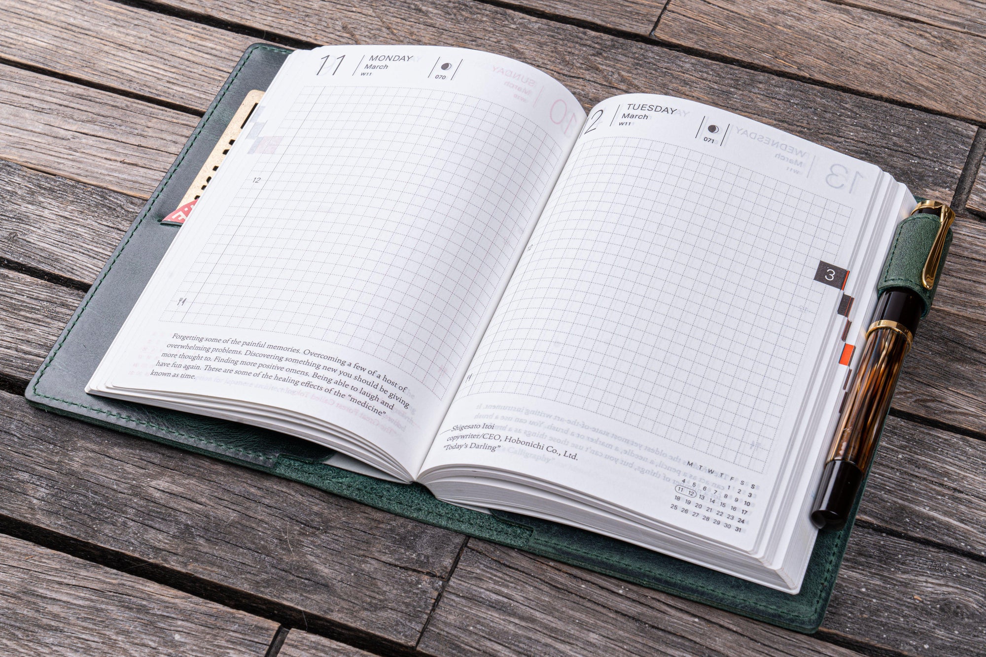 Forest Green Leather Slim A6 Notebook / Planner Cover - Galen Leather