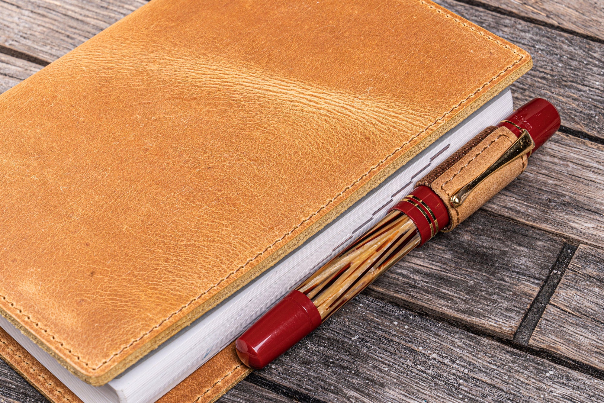 Honey Ochre Leather Slim A6 Notebook / Planner Cover - Galen Leather