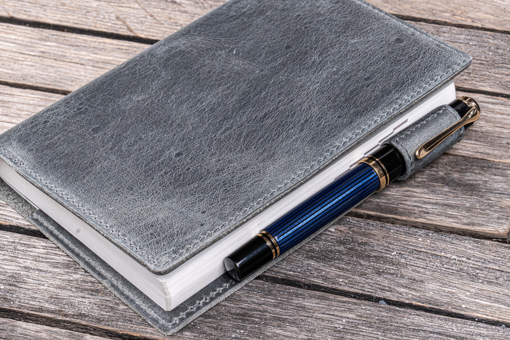 Smoky Grey Leather Slim A6 Notebook / Planner Cover - Galen Leather