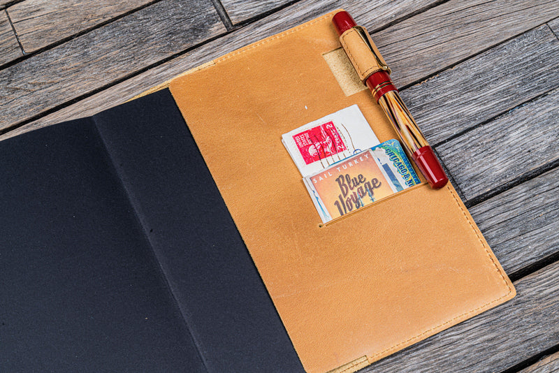 Tan Leather Slim B6 Notebook / Planner Cover - Galen Leather