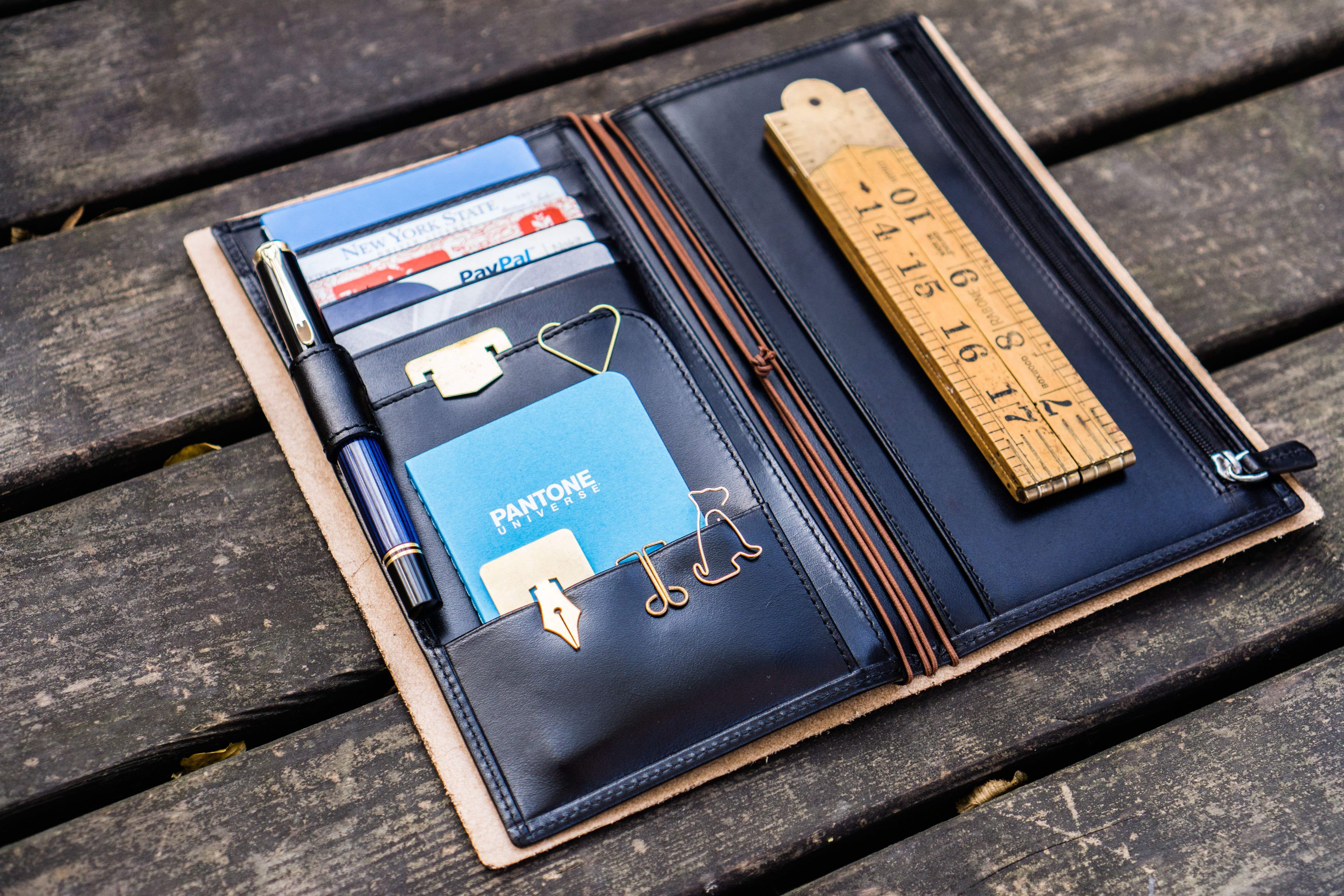 Leather Wallet Insert for Traveler's Notebook - Regular Size - Black ...