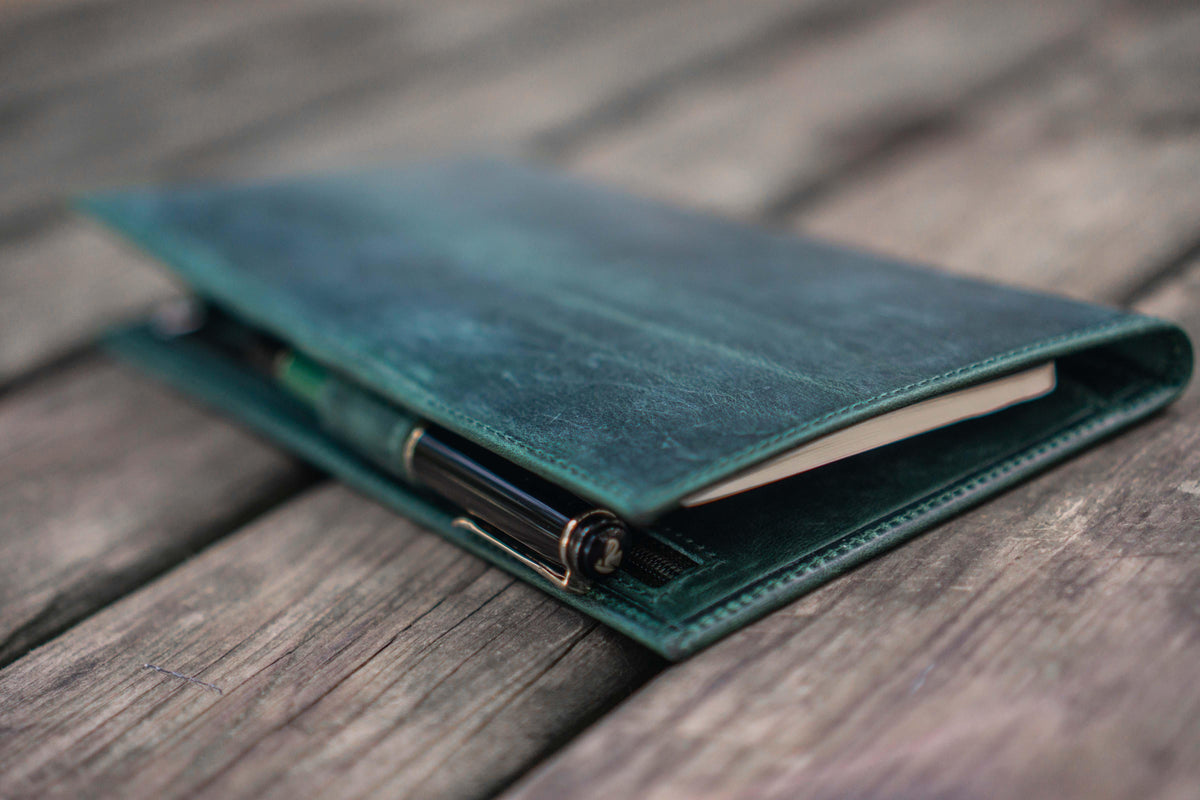 Handmade Leather Wallet Insert - Regular Size - Crazy Forest Green ...