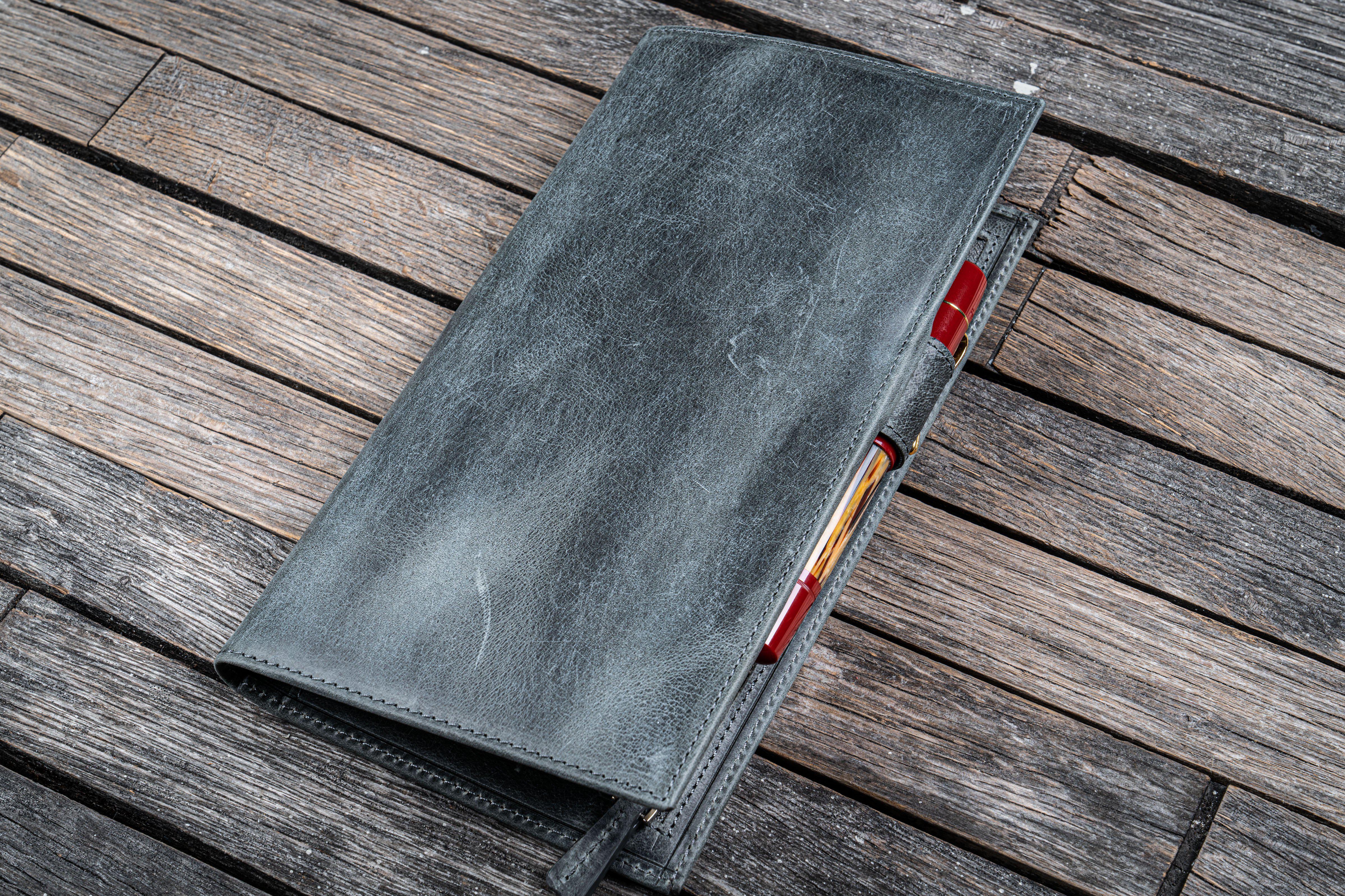 Handmade Leather Long Wallet Insert - 9.5cm x 13.5cm - Smoky Grey ...