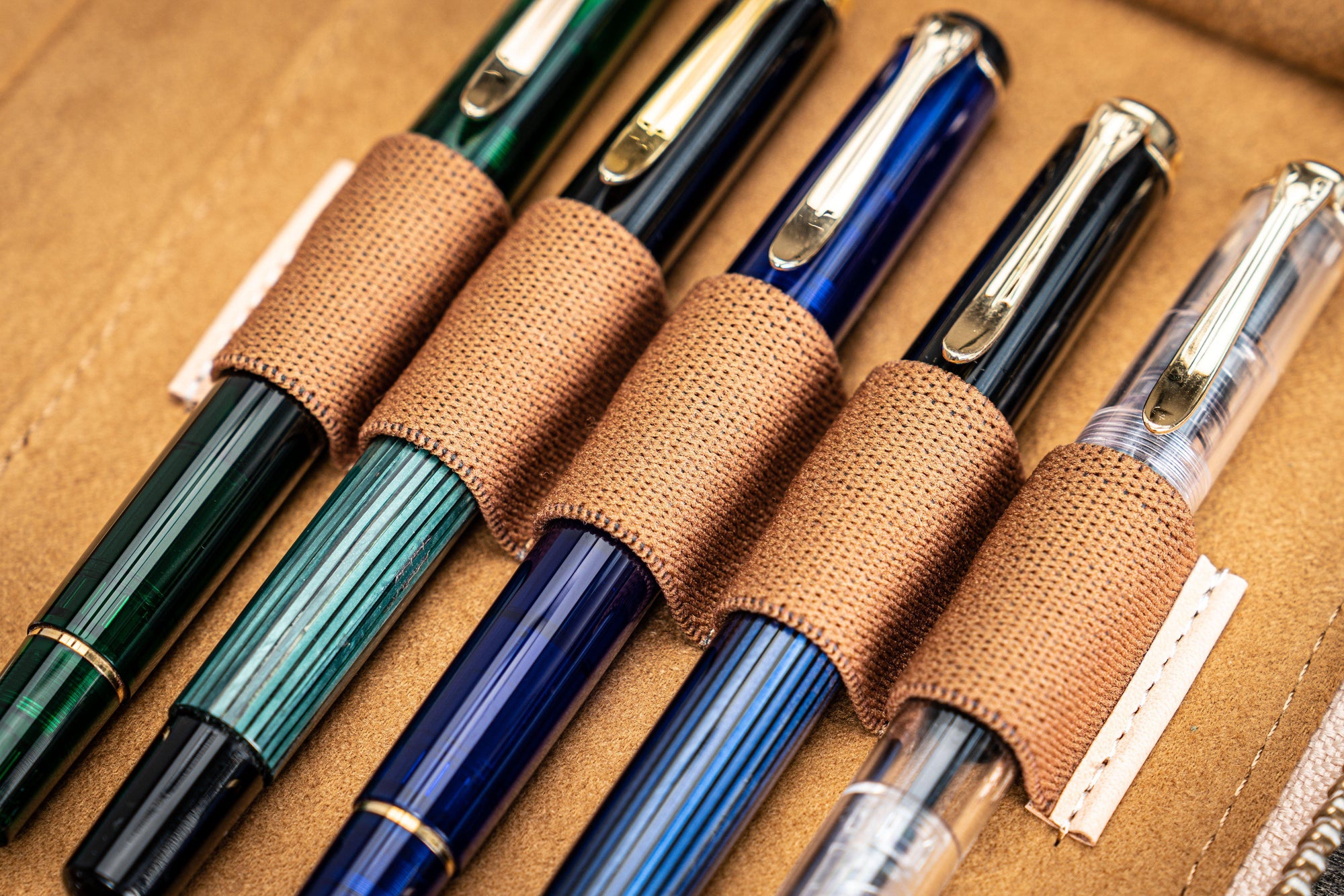 Handmade Leather Zippered 10 Slots Pen Case - Brown - Galen Leather