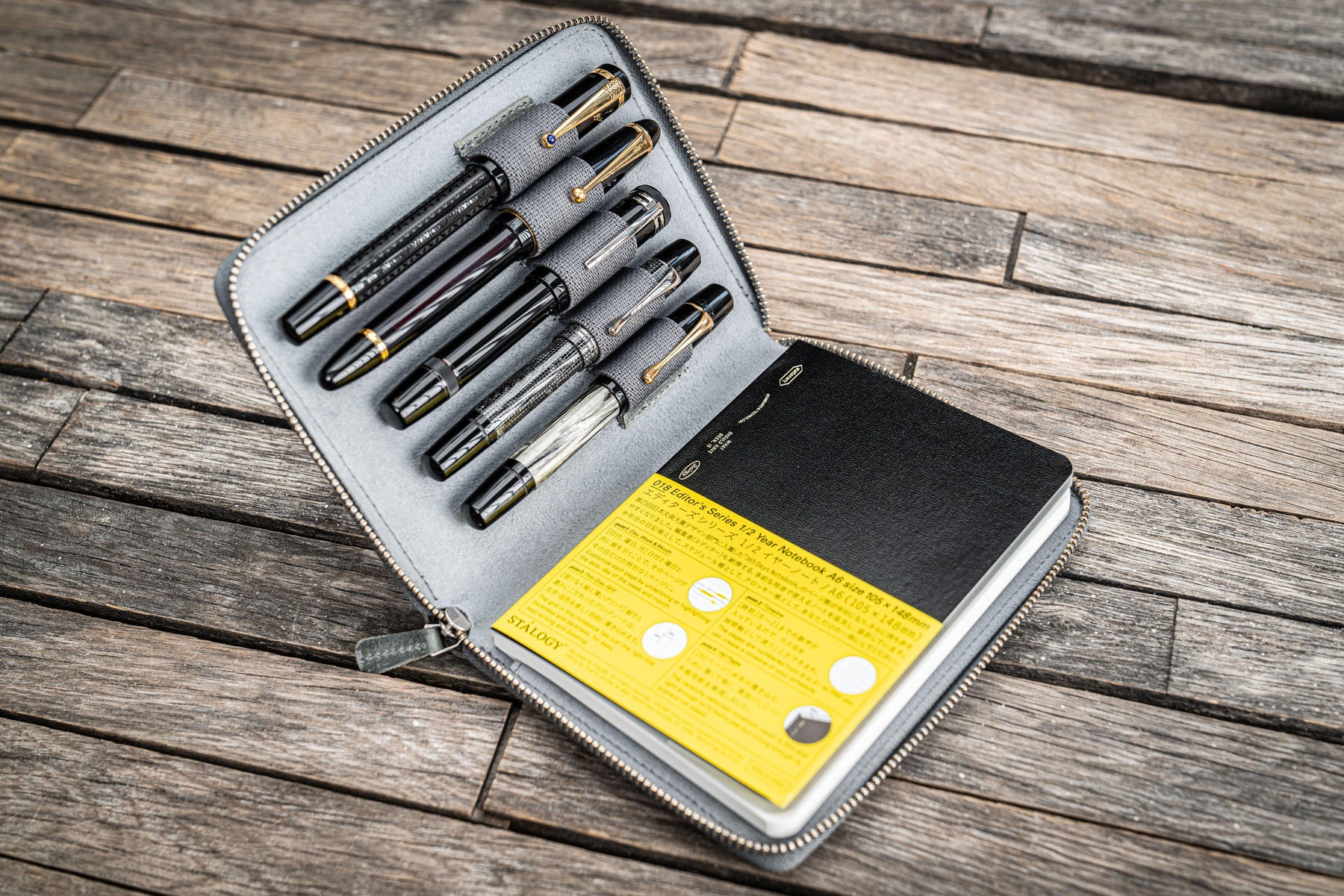 Smoky Grey Leather Collection - Pen & Notebook Cases | Galen Leather