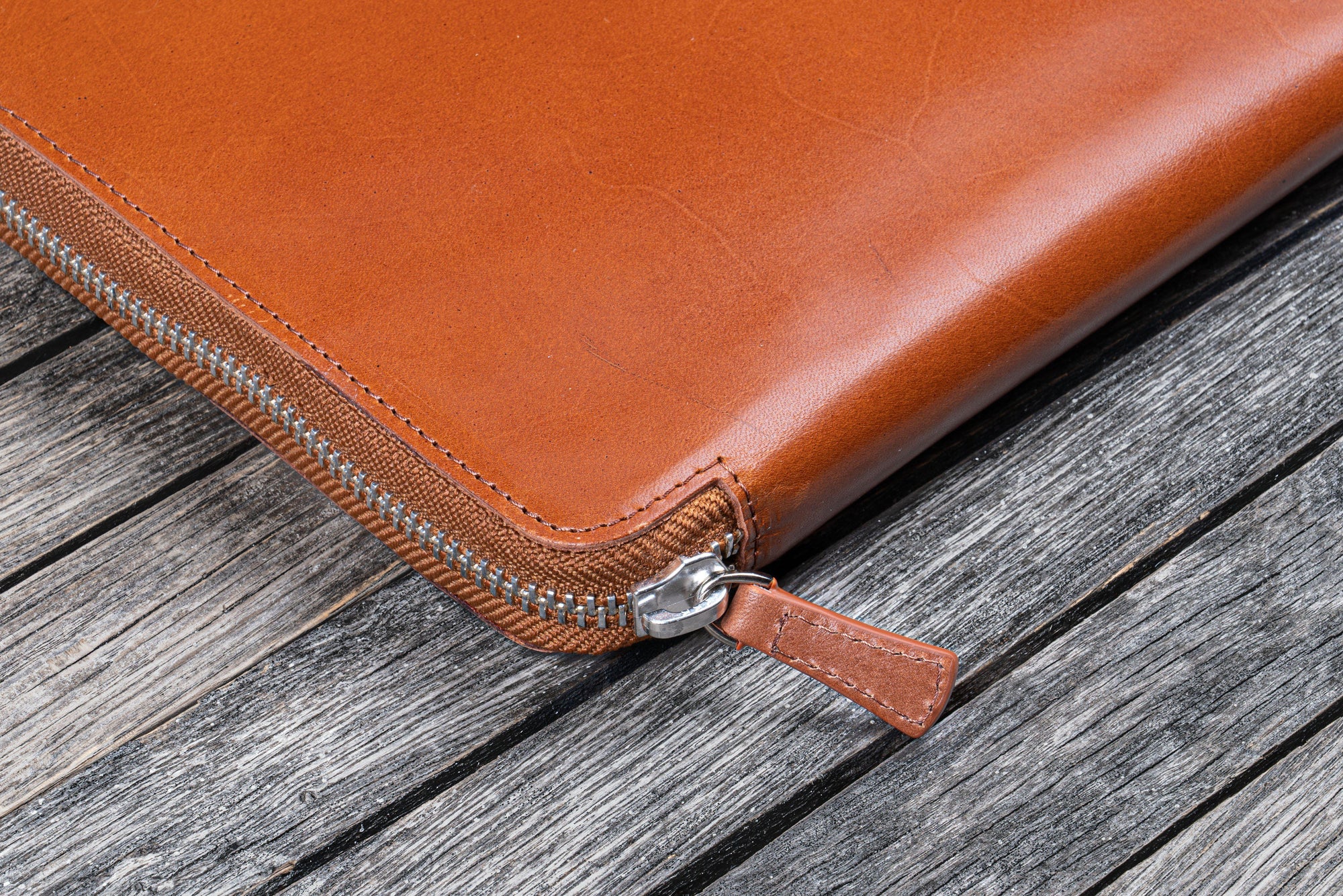 Handmade Brown Leather Zippered Folio - 9 x 11.2 inches (23 x 28.5 cm ...