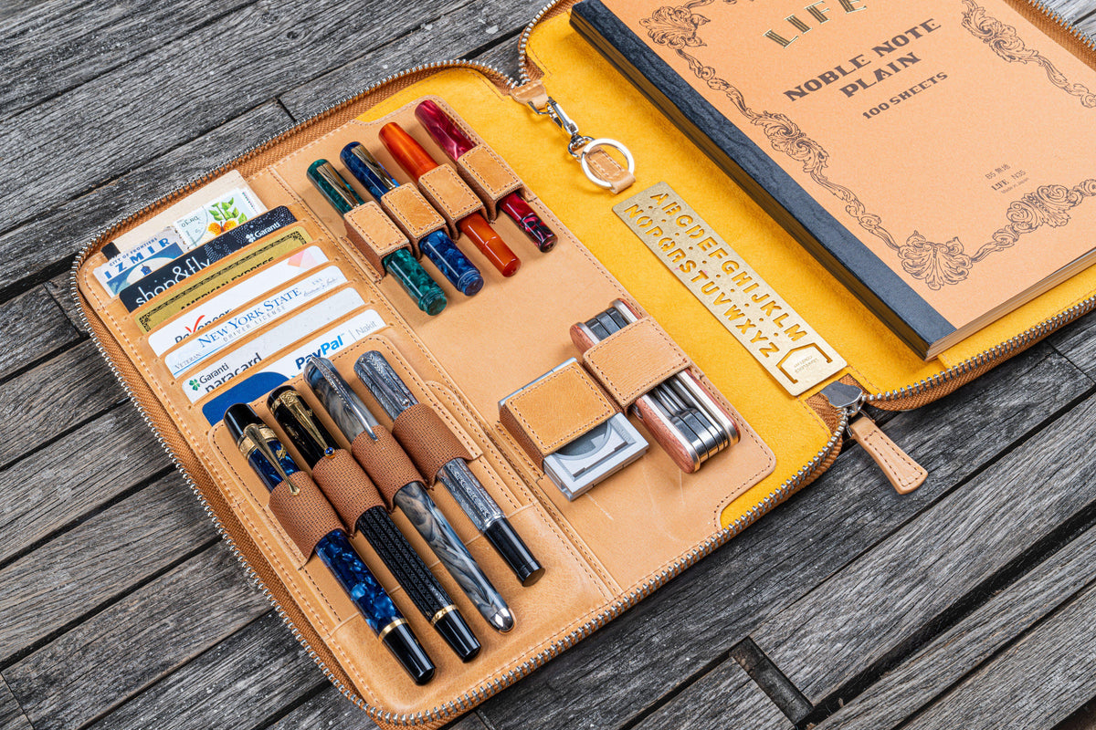 Handmade Leather Zippered Folio - 9 x 11.2 inches (23 x 28.5 cm ...