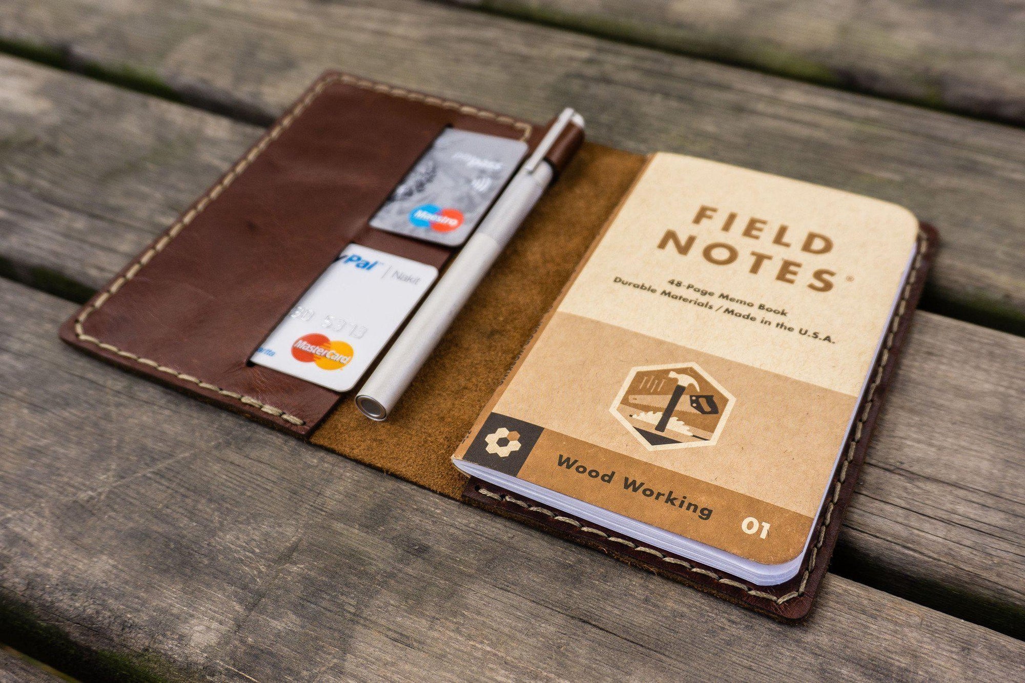 No.33 Personalized Leather Field Notes Cover - Brown - Galen Leather