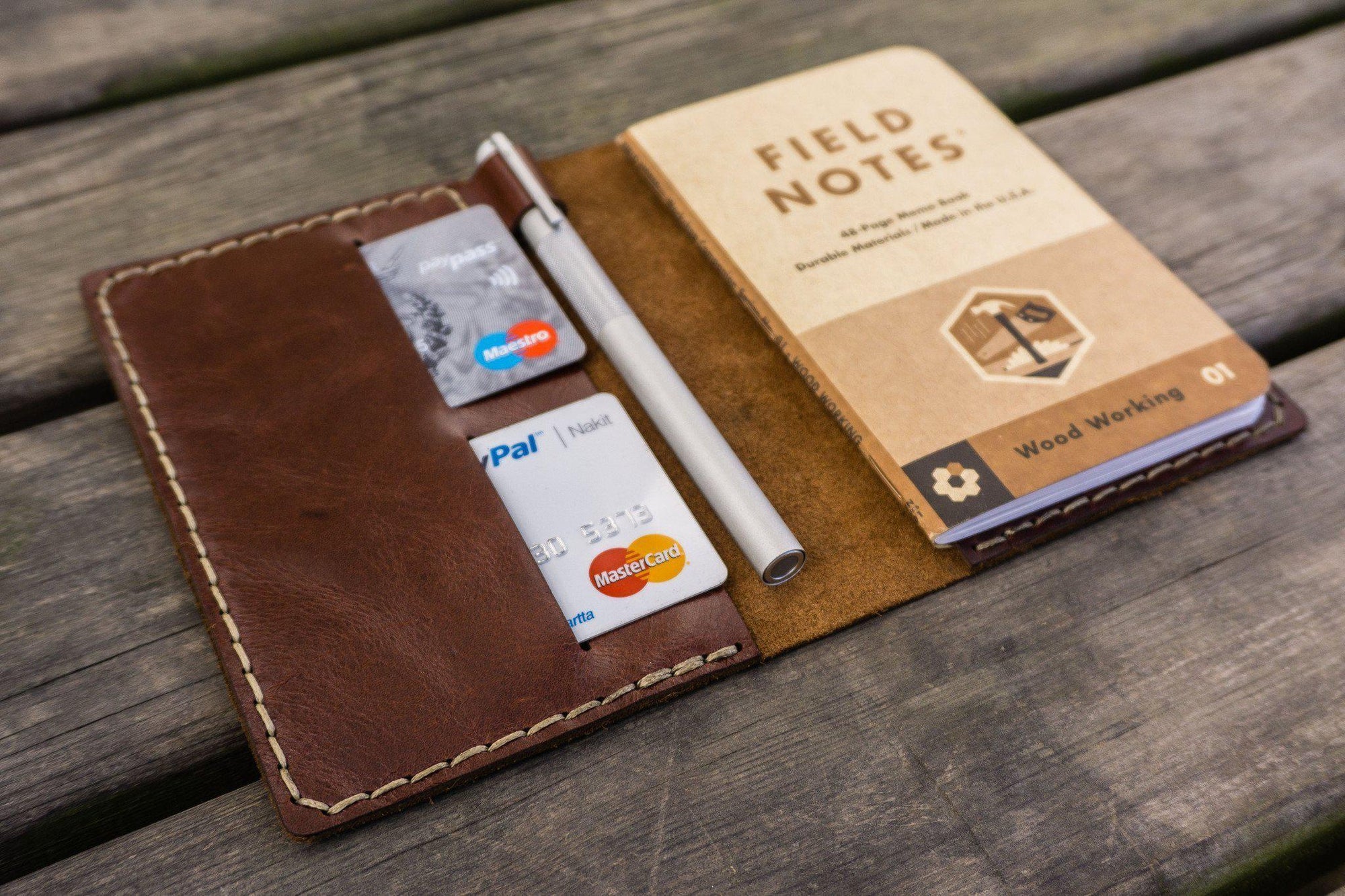 No.33 Personalized Leather Field Notes Cover - Brown - Galen Leather