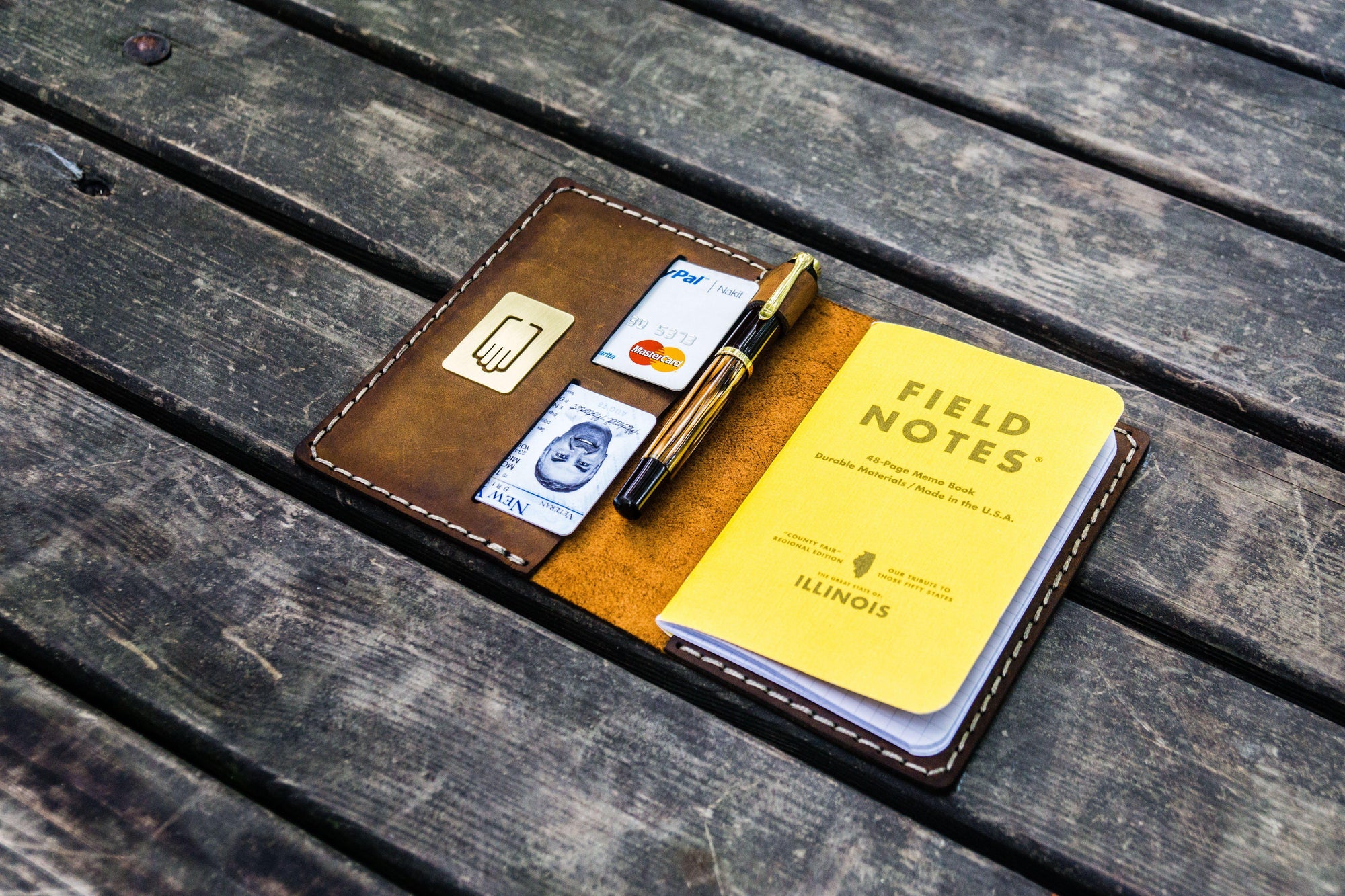 No.33 Personalized Leather Field Notes Cover - Brown - Galen Leather