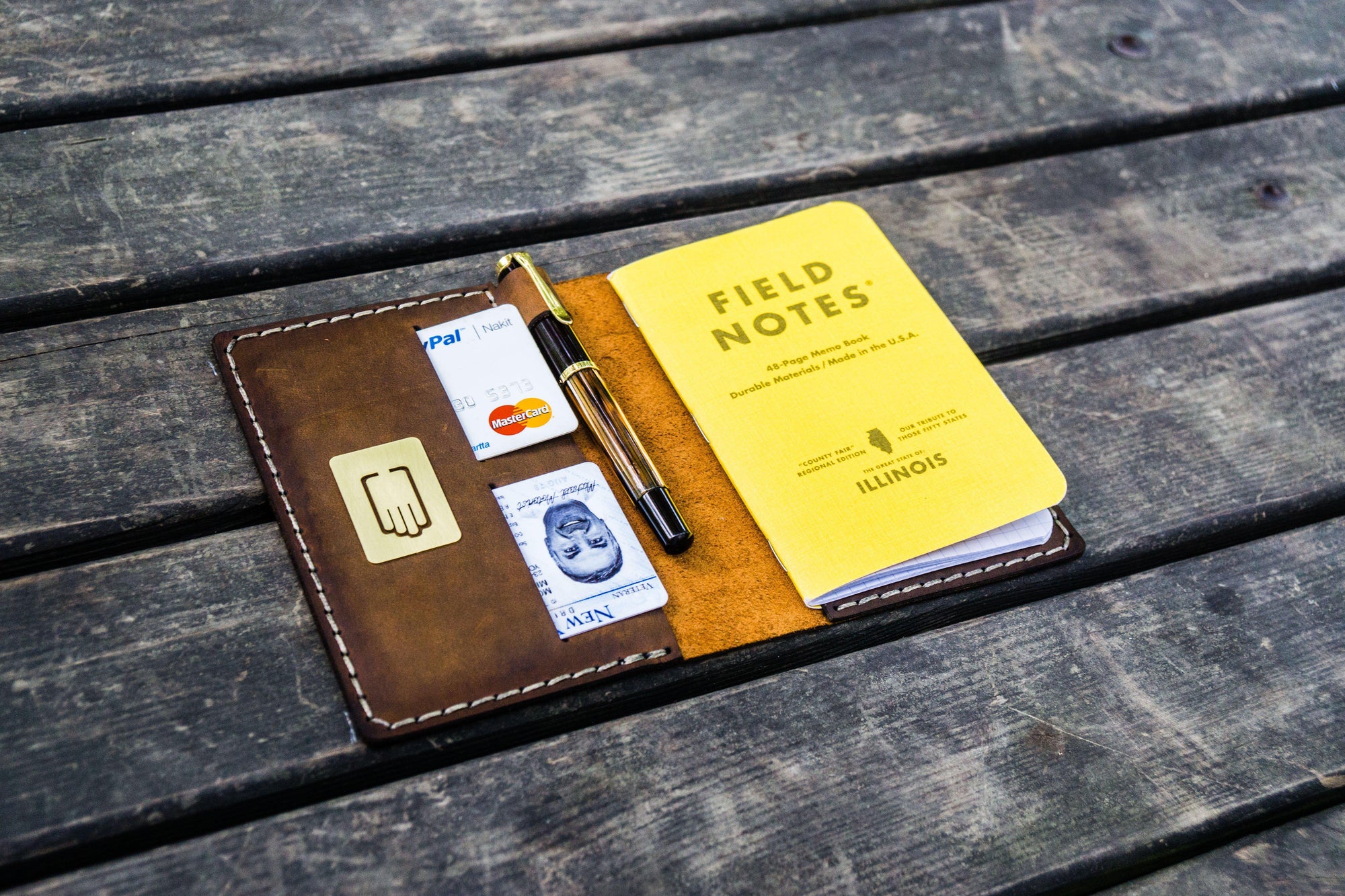 No.33 Personalized Leather Field Notes Cover - Brown - Galen Leather