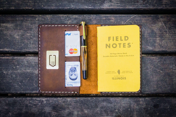 No.33 Personalized Leather Field Notes Cover - Brown - Galen Leather