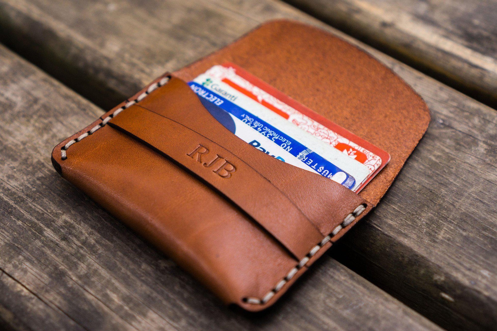 Personalized Basic Leather Wallet/Card Holder- Brown - Galen Leather