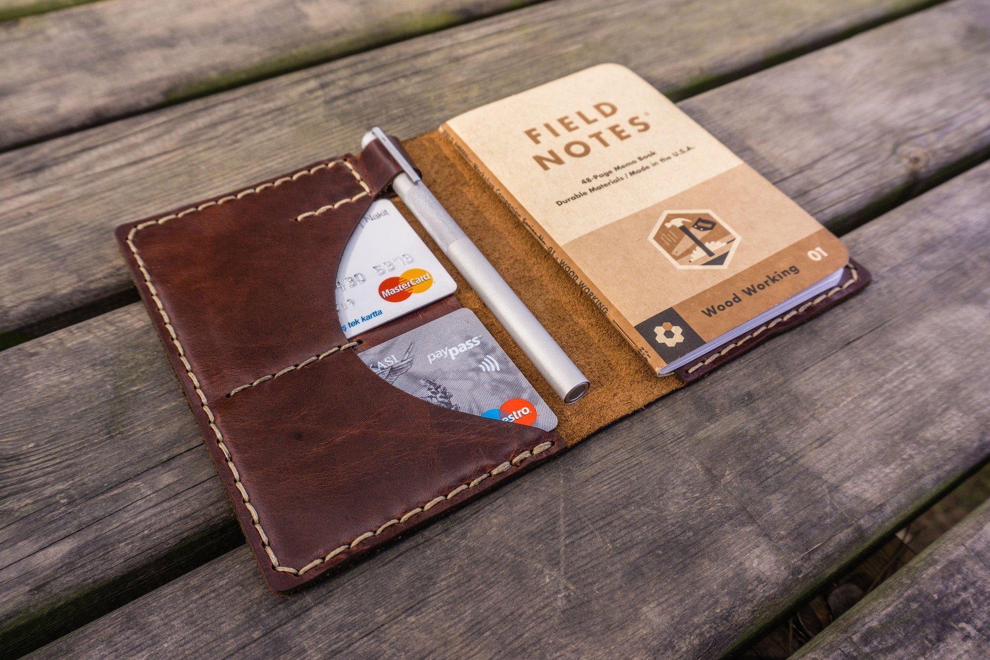 No.44 Personalized Leather Field Notes Cover - Brown - Galen Leather