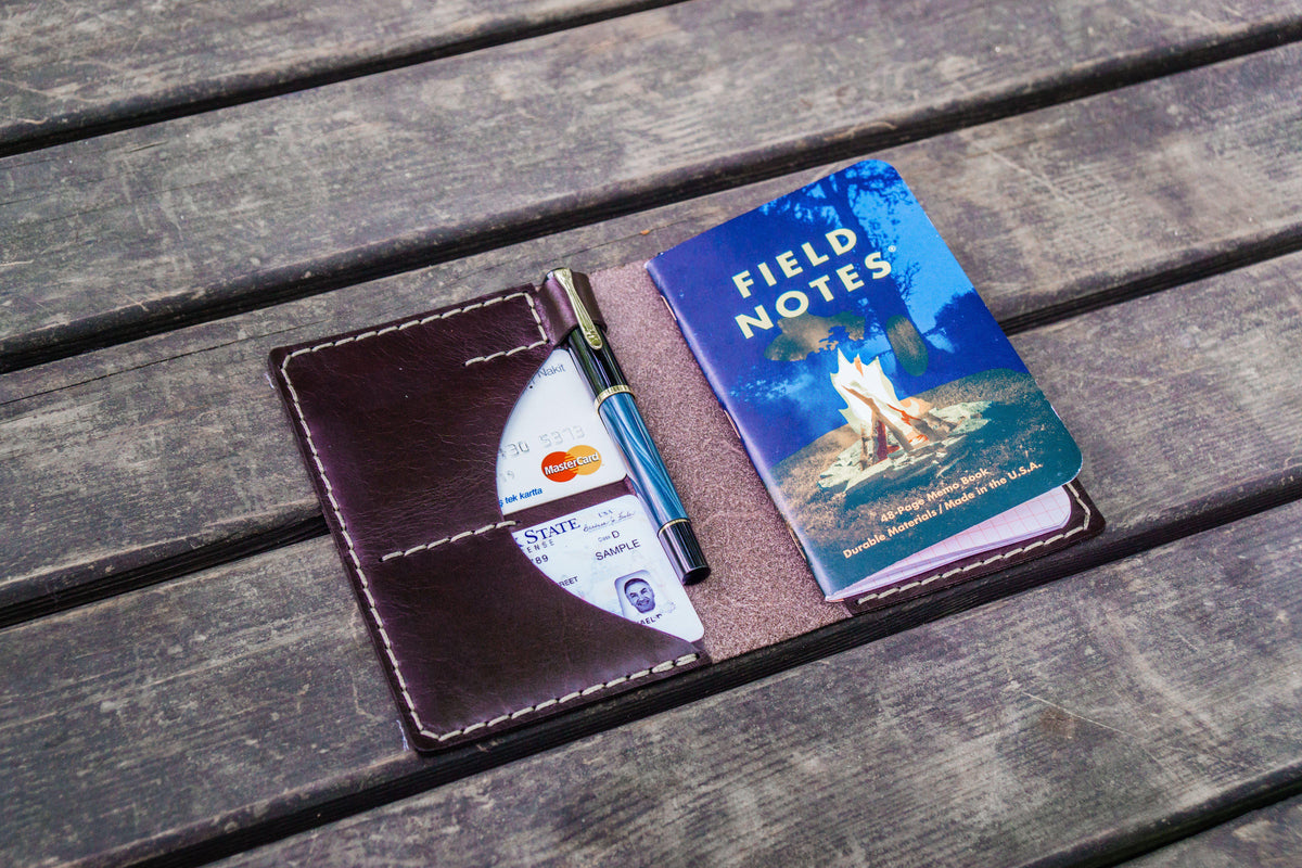 No.44 Personalized Leather Field Notes Cover - Brown - Galen Leather