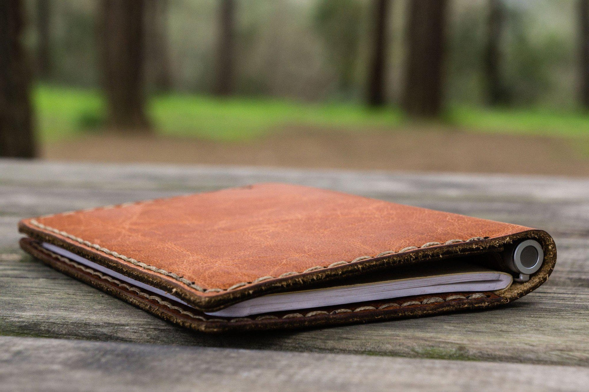 No.44 Personalized Leather Field Notes Cover - Rustic Brown - Galen Leather