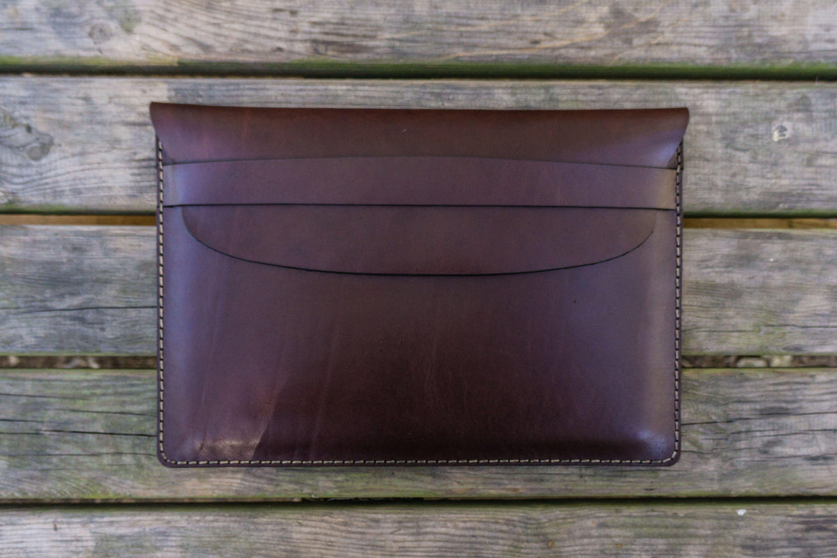 Handmade Leather 12/13/15" MacBook Sleeve - Dark Brown | Galen Leather