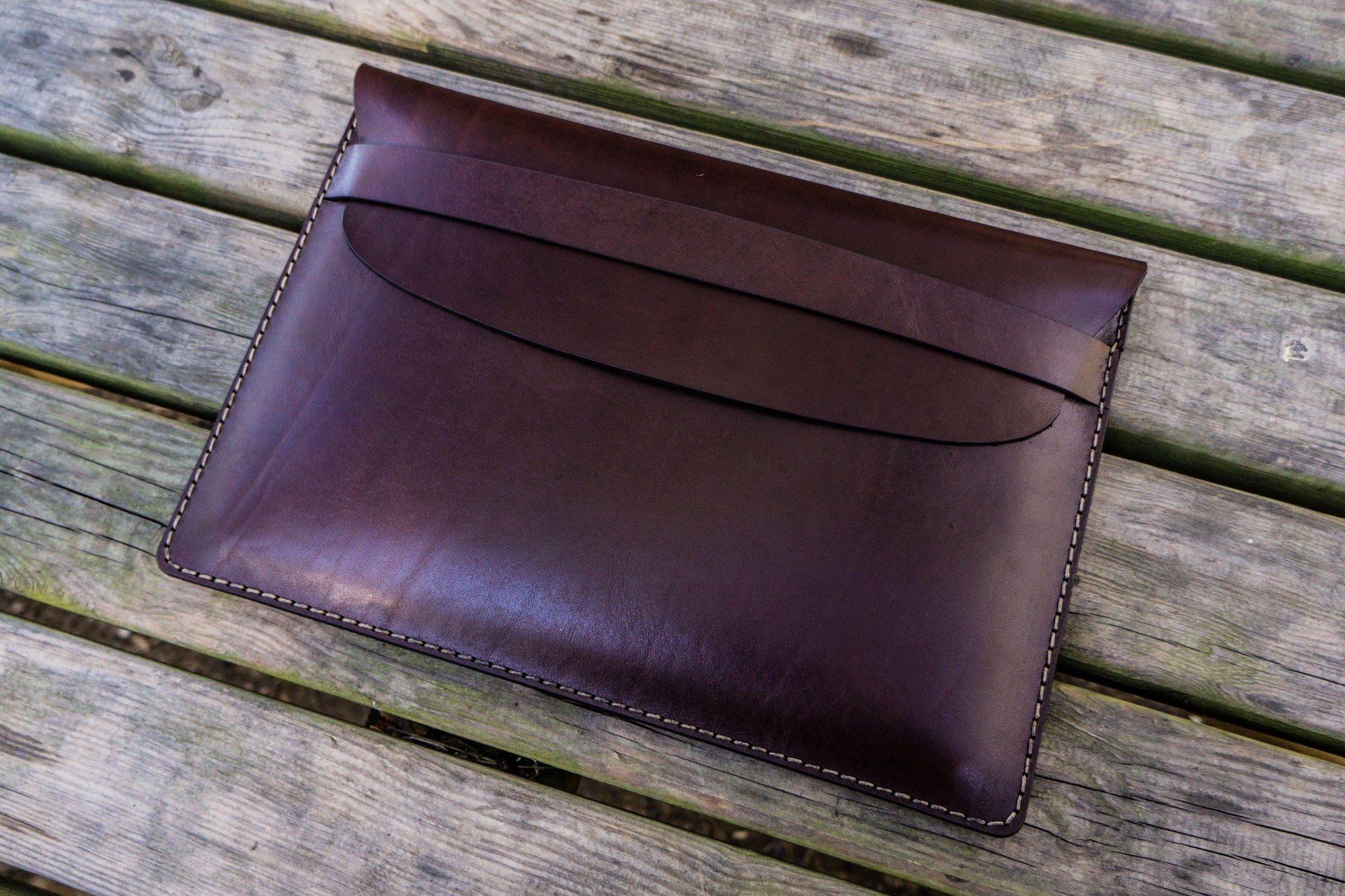 Handmade Leather 12/13/15" MacBook Sleeve - Dark Brown | Galen Leather
