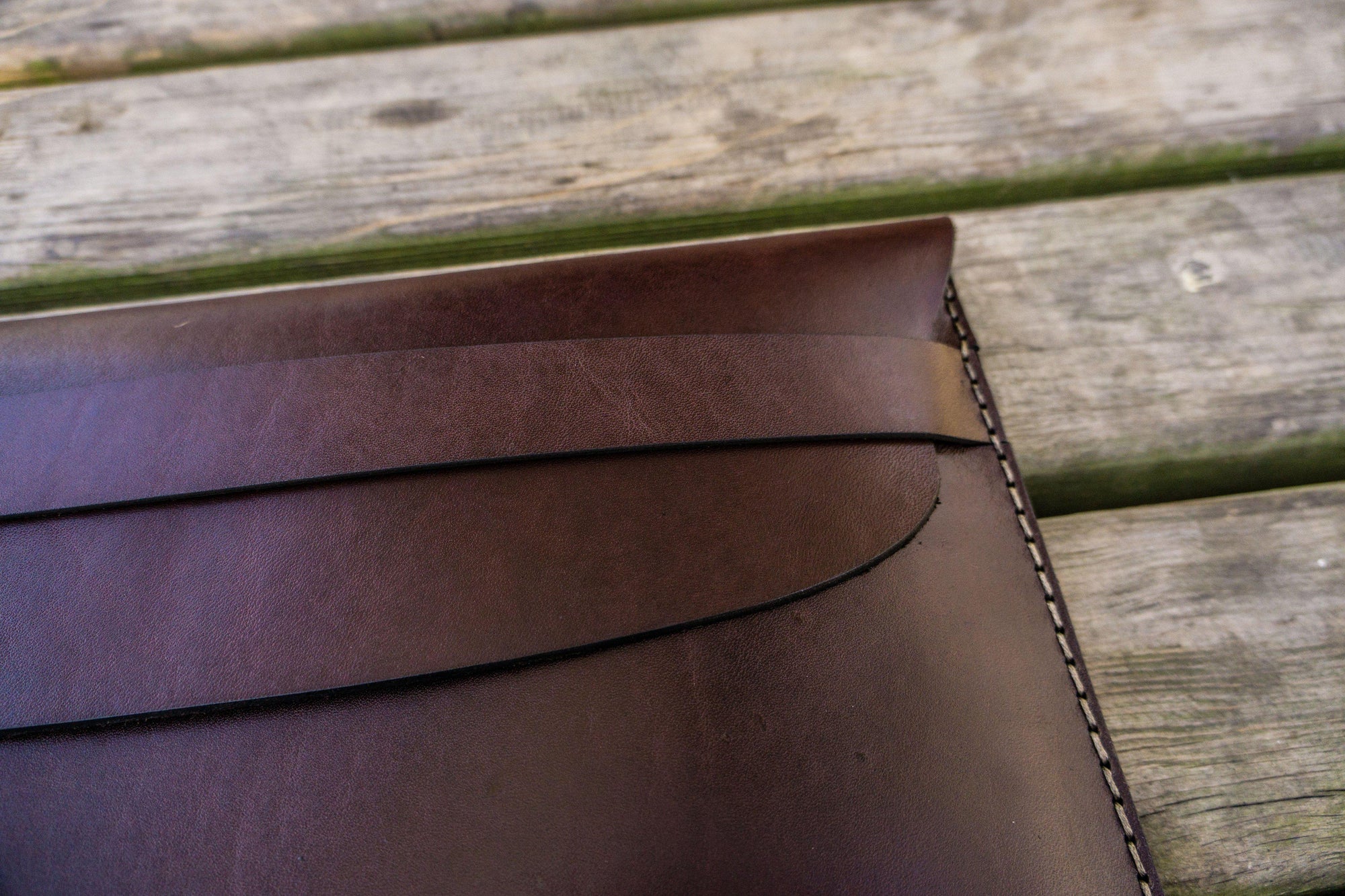 Handmade Leather 12/13/15" MacBook Sleeve - Dark Brown | Galen Leather