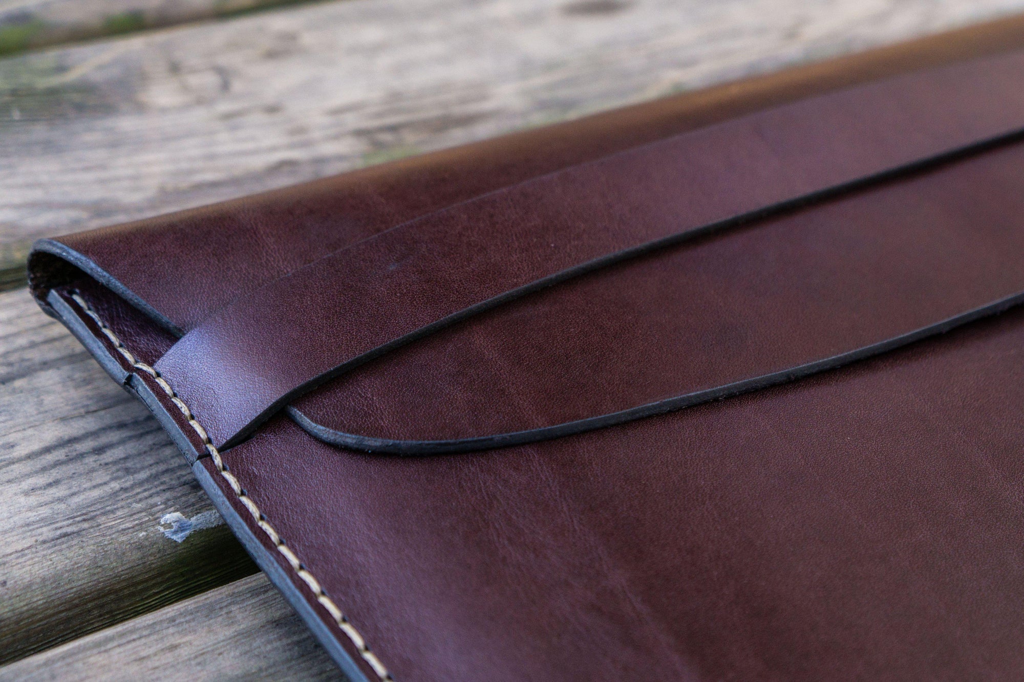 Handmade Leather 12/13/15" MacBook Sleeve - Dark Brown | Galen Leather
