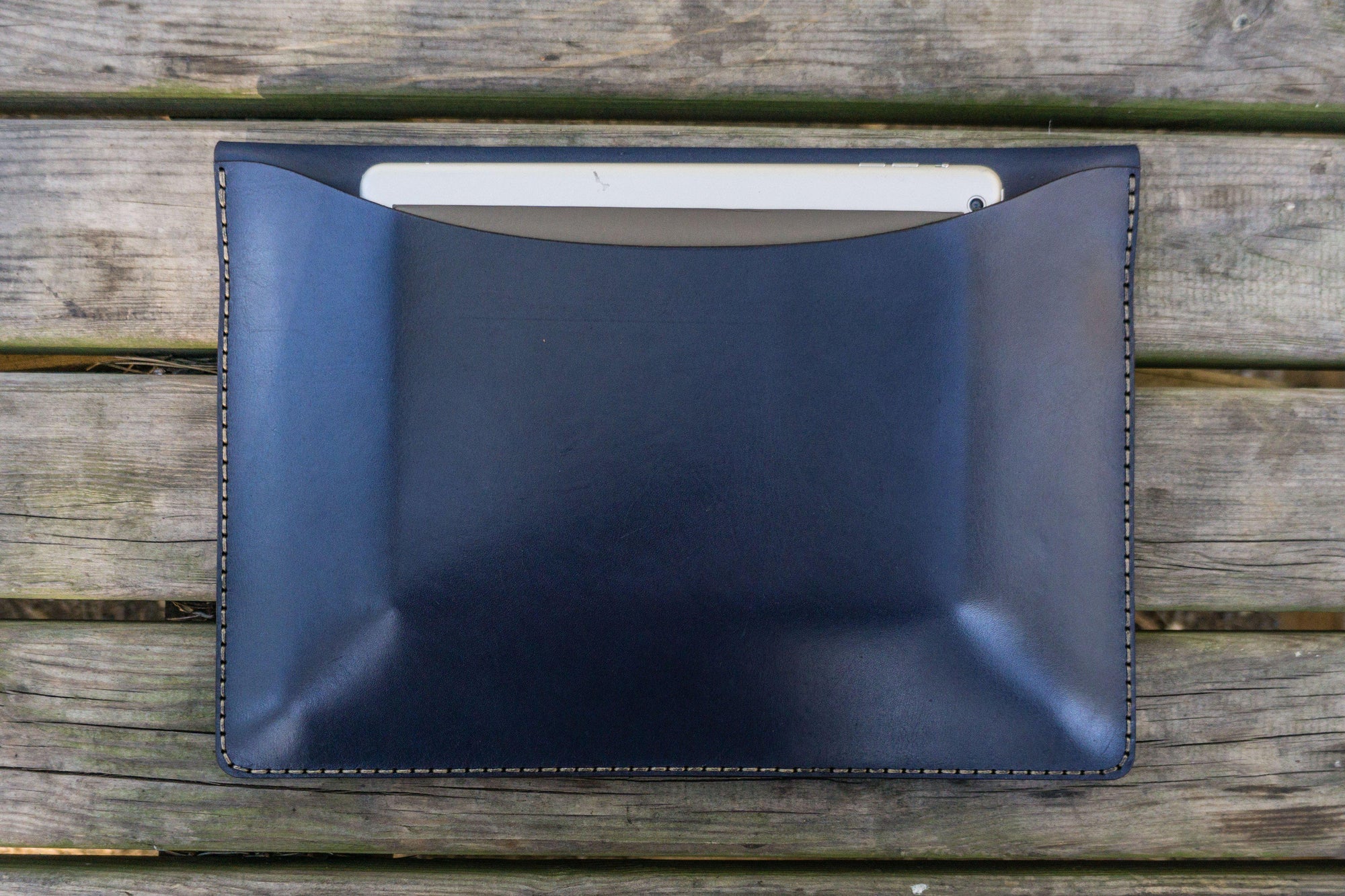 Personalized Leather MacBook Sleeves - Navy Blue | Galen Leather