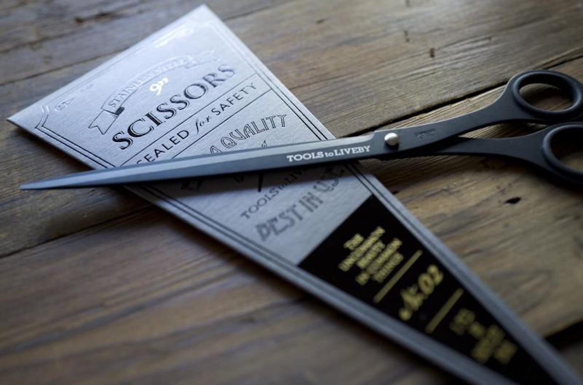 Long Black Scissors 9" - Japanese Stainless Steel - Galen Leather