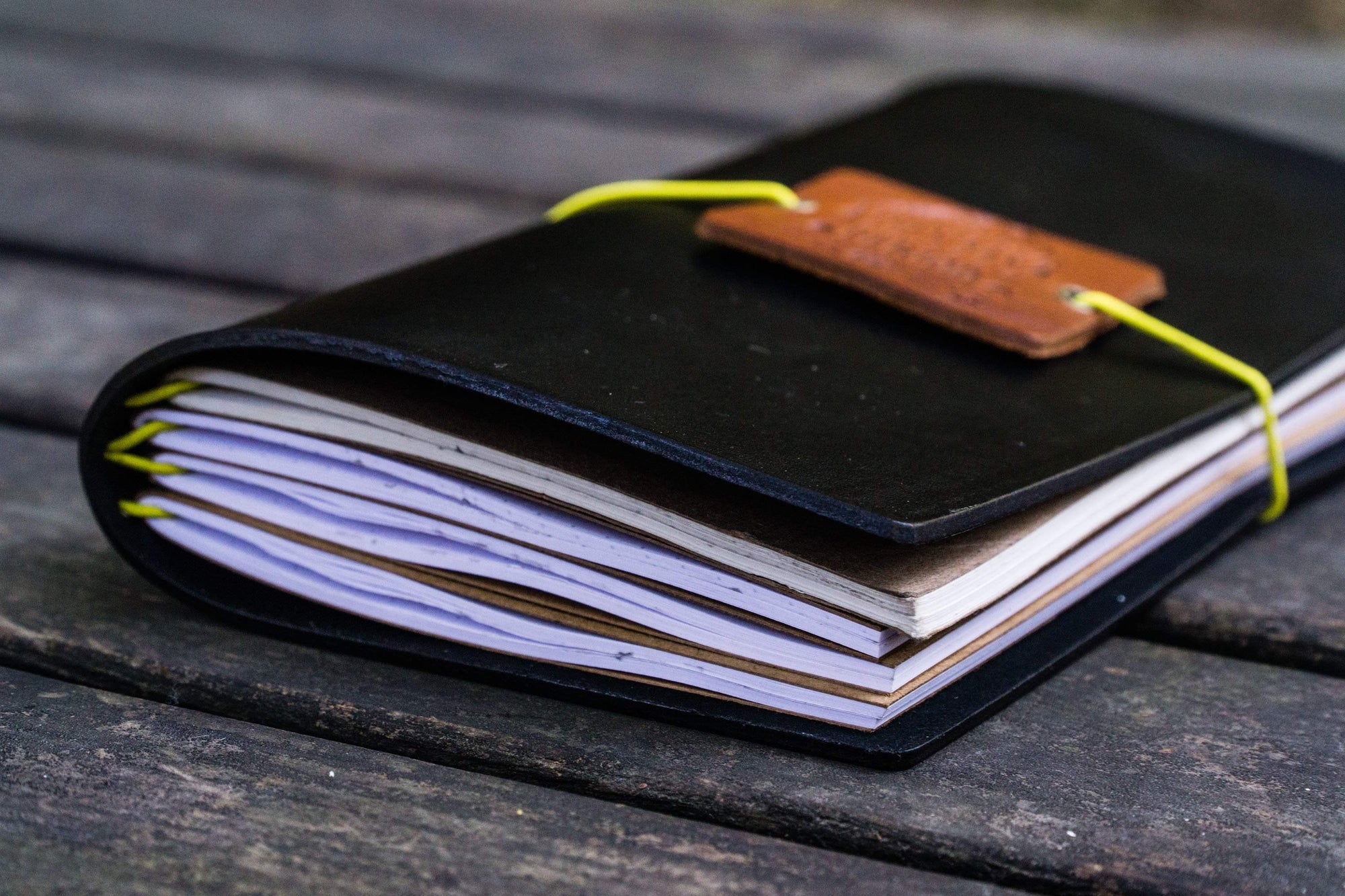 Handmade Traveler's Notebook Leather Cover - Black | Galen Leather