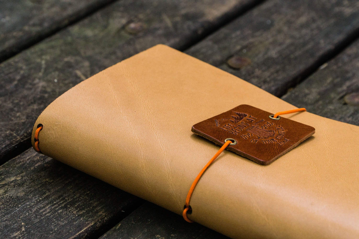 Handmade Traveler's Notebook Leather Cover - Natural - Galen Leather