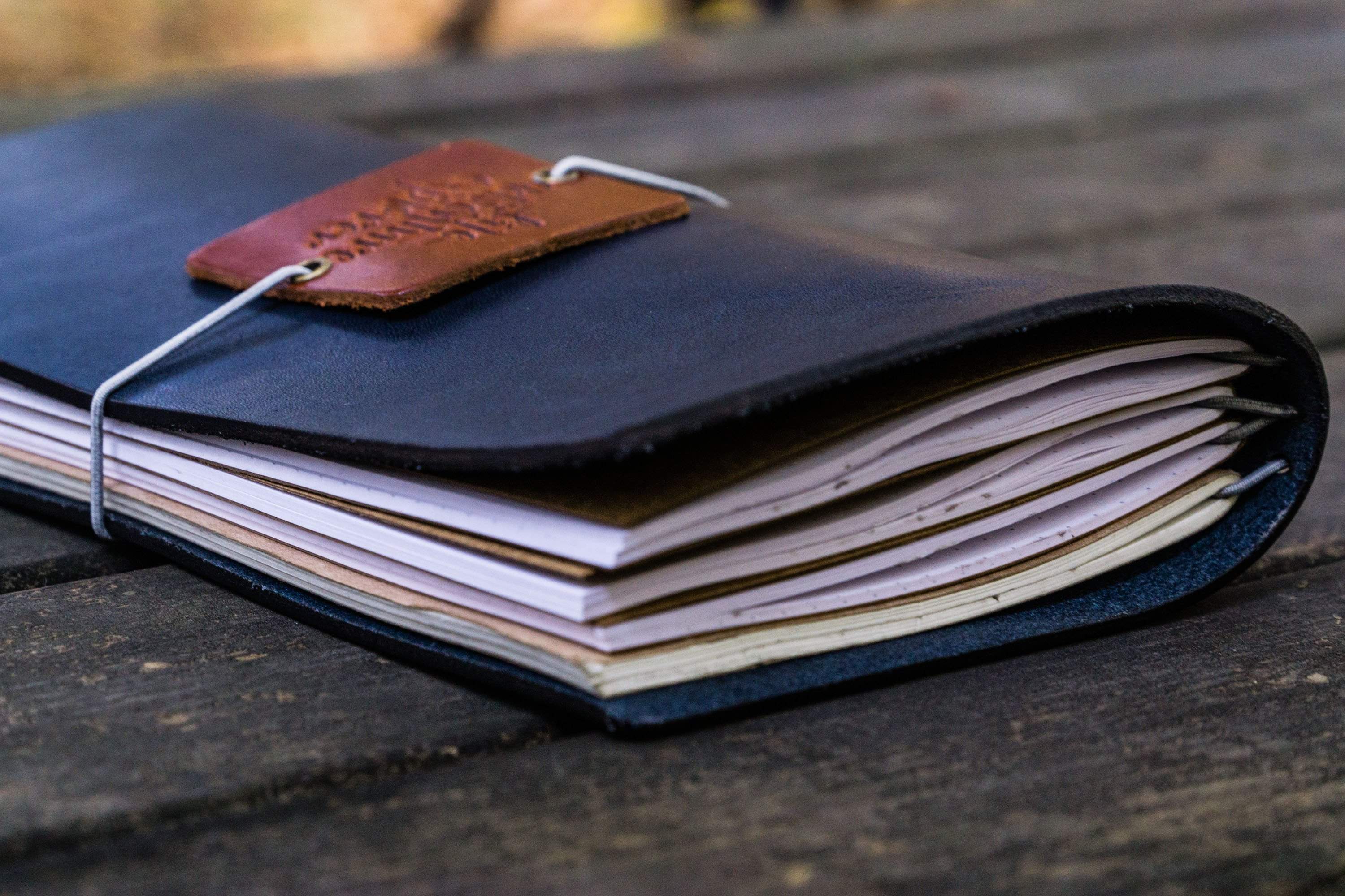 Traveler's Notebook Leather Cover - Navy Blue - Galen Leather