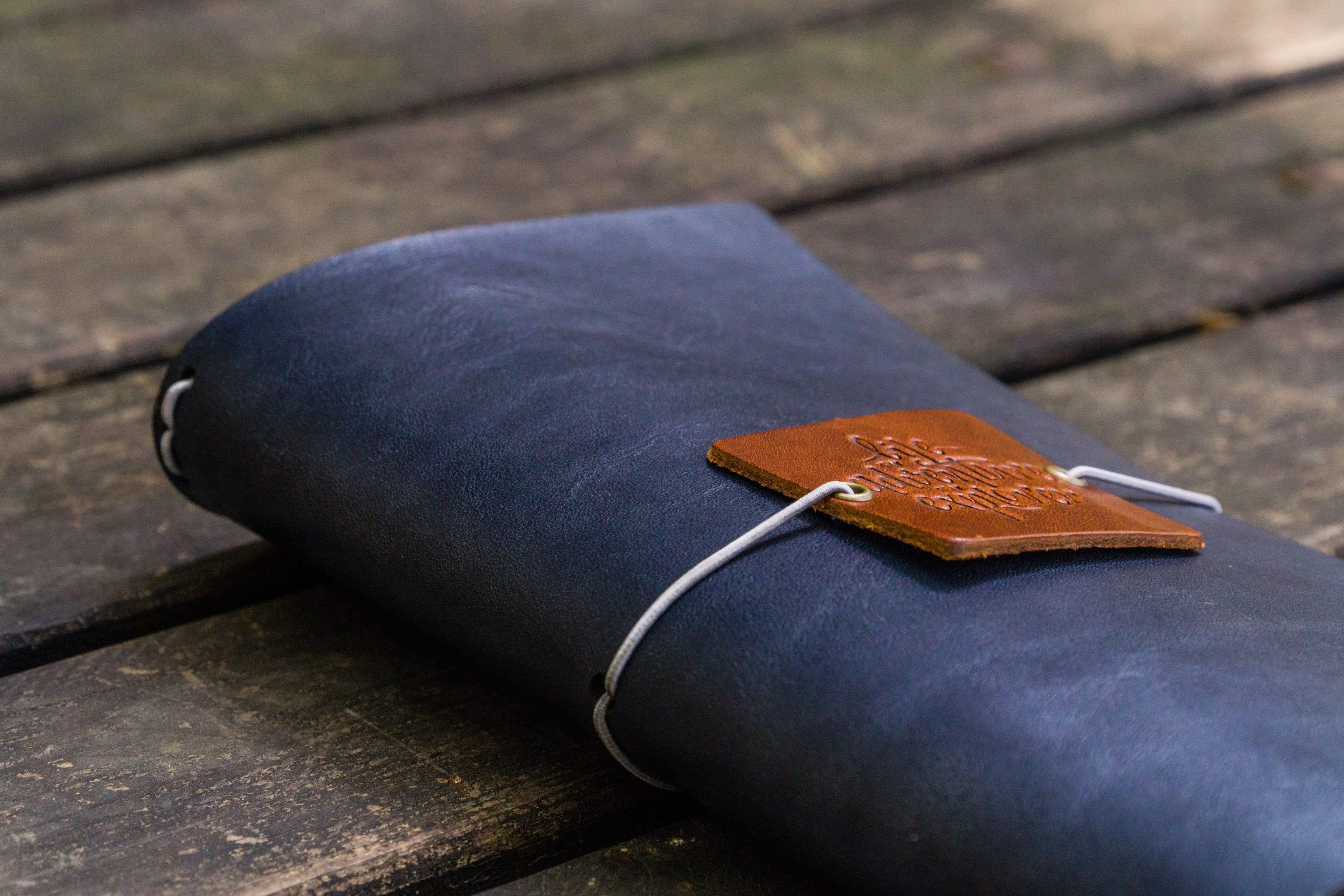 Traveler's Notebook Leather Cover - Navy Blue - Galen Leather