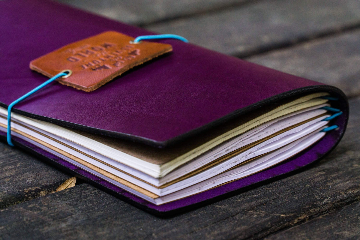 Handmade Traveler's Notebook Leather Cover - Purple - Galen Leather