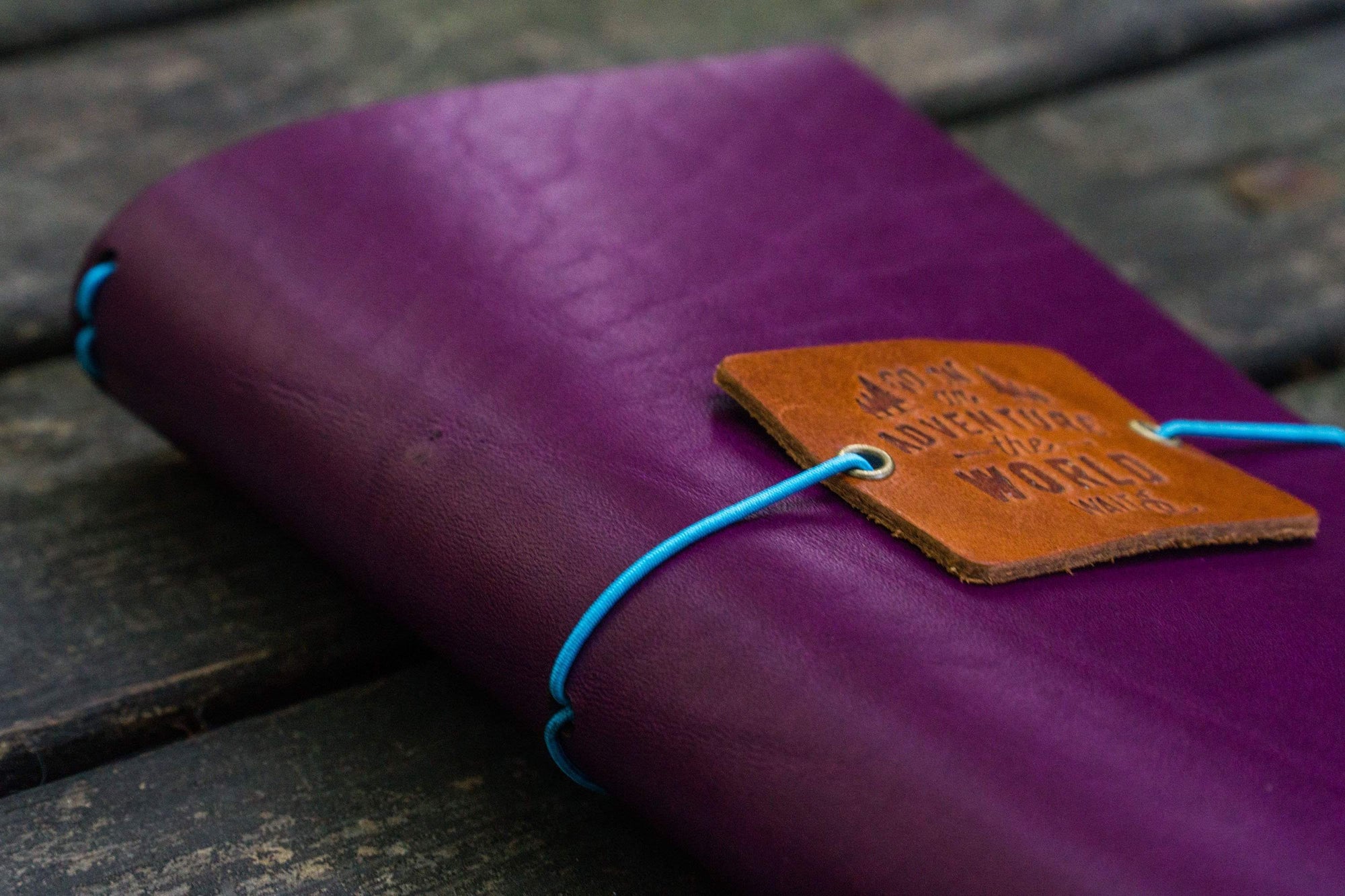Handmade Traveler's Notebook Leather Cover - Purple - Galen Leather