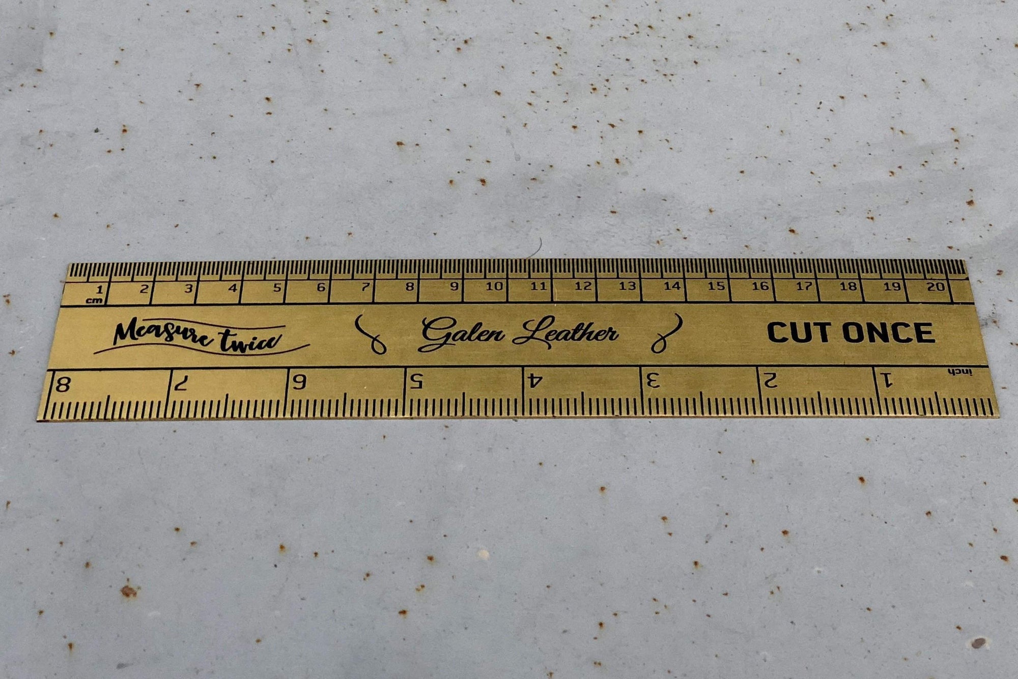 Vintage Brass Ruler - Imperial & Metric Measurements - Galen Leather