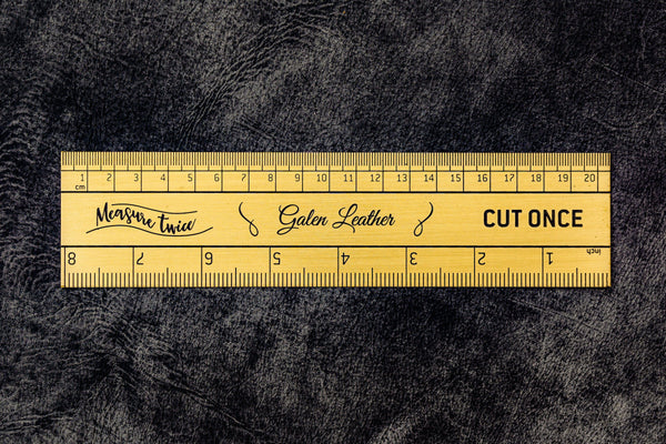 Vintage Brass Ruler - Imperial & Metric Measurements - Galen Leather