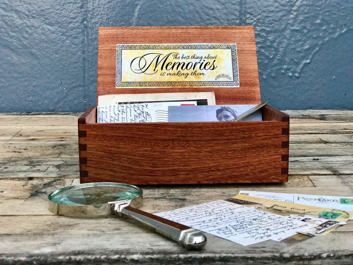Wooden Memory Box - Hand Crafted Keepsake Box - Galen Leather