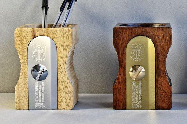 Wood Sharpener Desk Tidy - Dark - Galen Leather