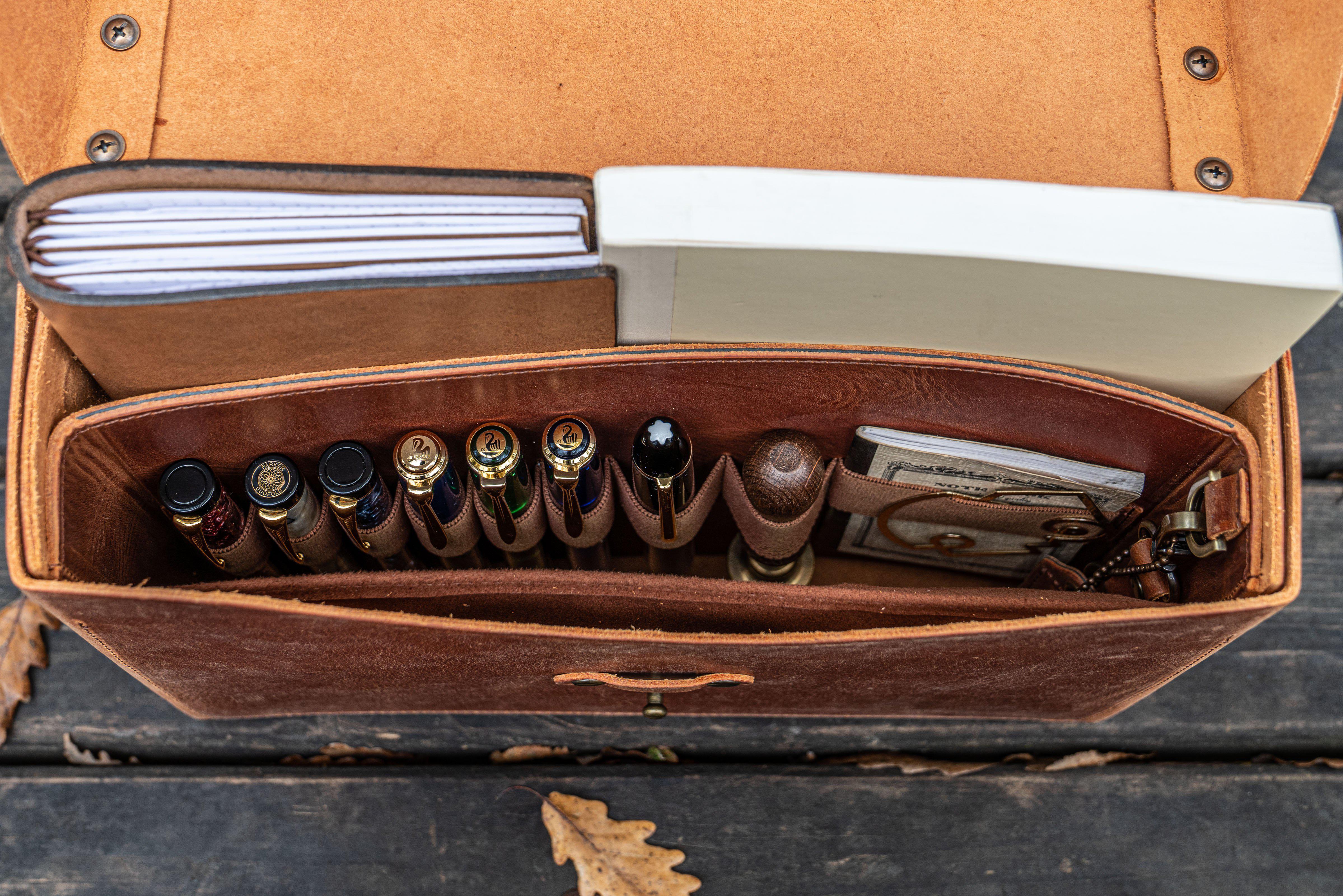 Leather Writer's Swiss Medic Kit Bag for Art - Crazy Horse Tan - Galen ...