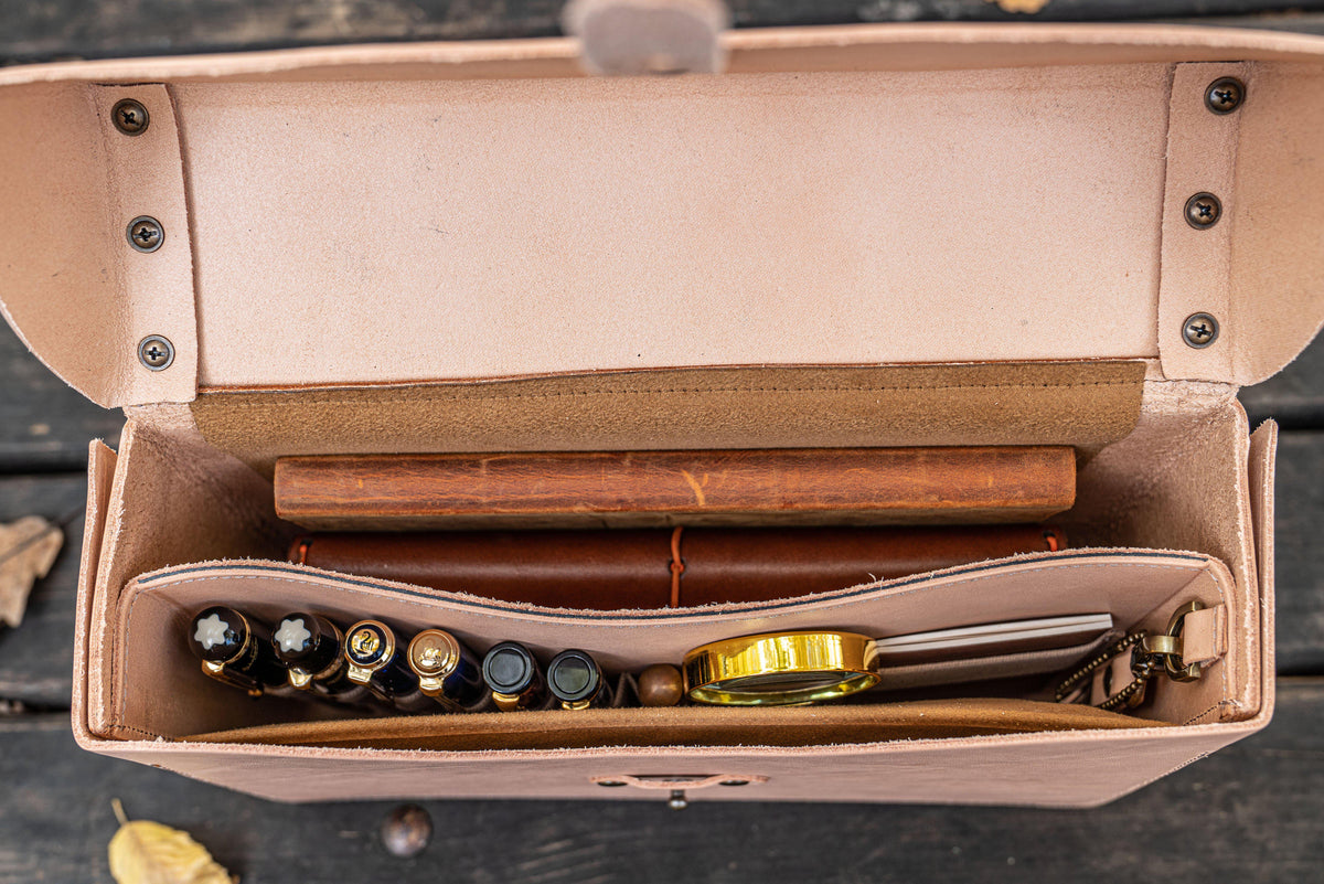 Leather Writer's Medic Bag - Undyed Leather | Galen Leather